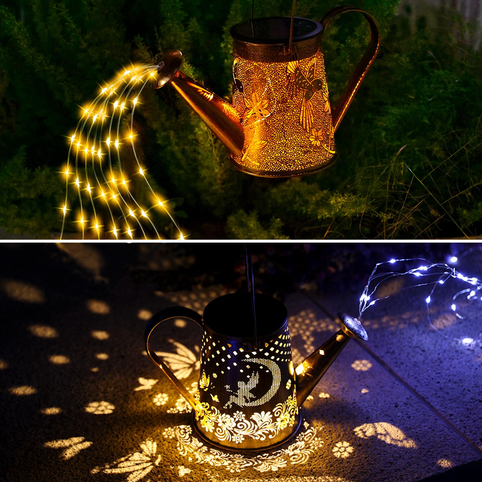 YJFWAL 2 Pack Solar Watering can with Lights,Hummingbird Pattern ...