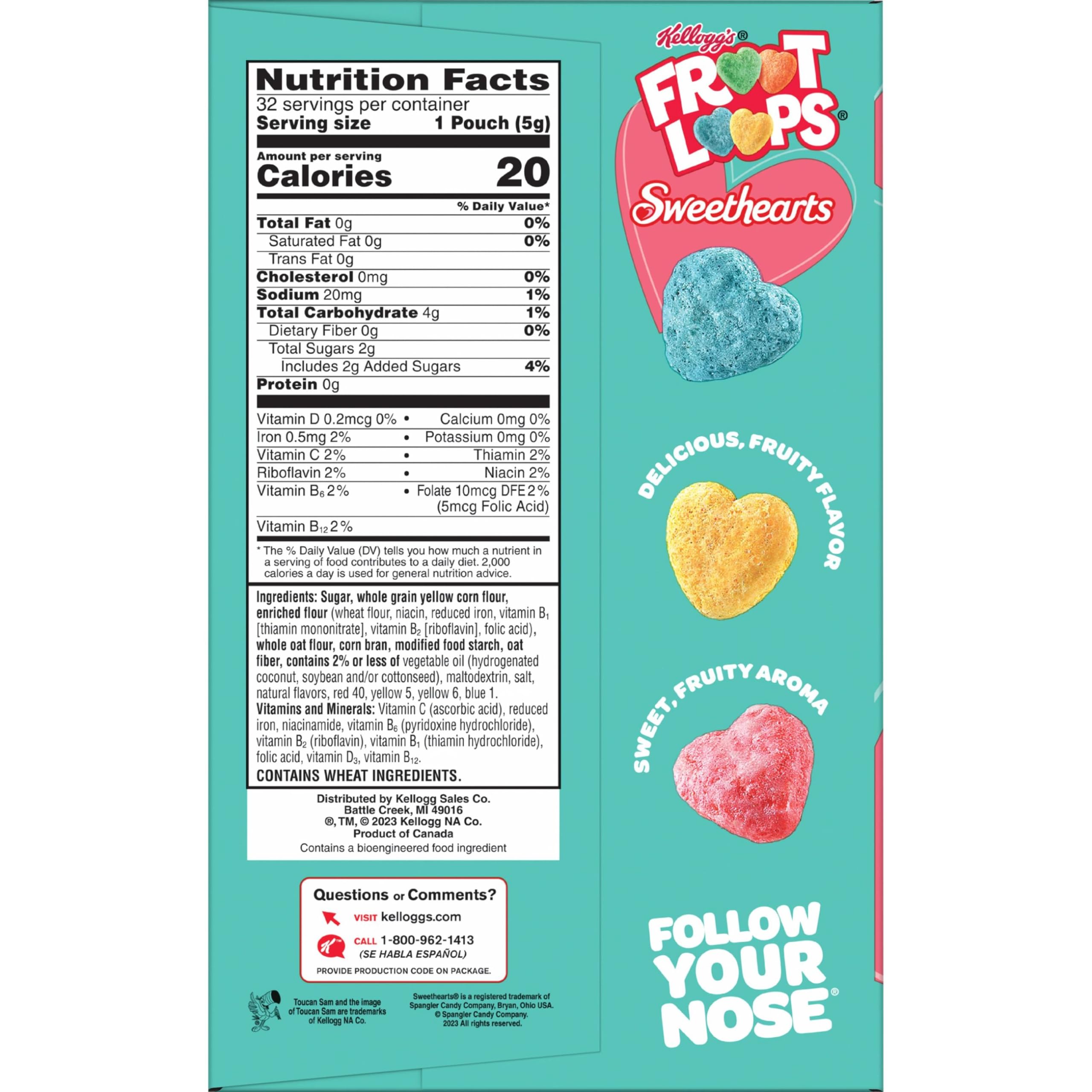 Fruit Loops Cereal Nutrition Label Kellogg's Froot Loops, Mixed Fruit