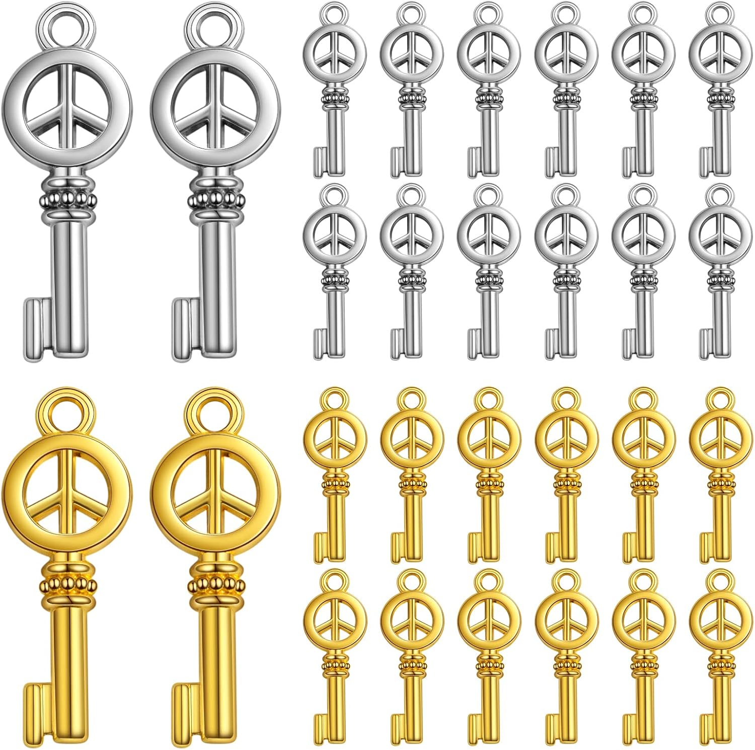 Amazon.com: JMKTOOL 50pcs Vintage Peace Symbol Keys Charms Bulk Alloy ...
