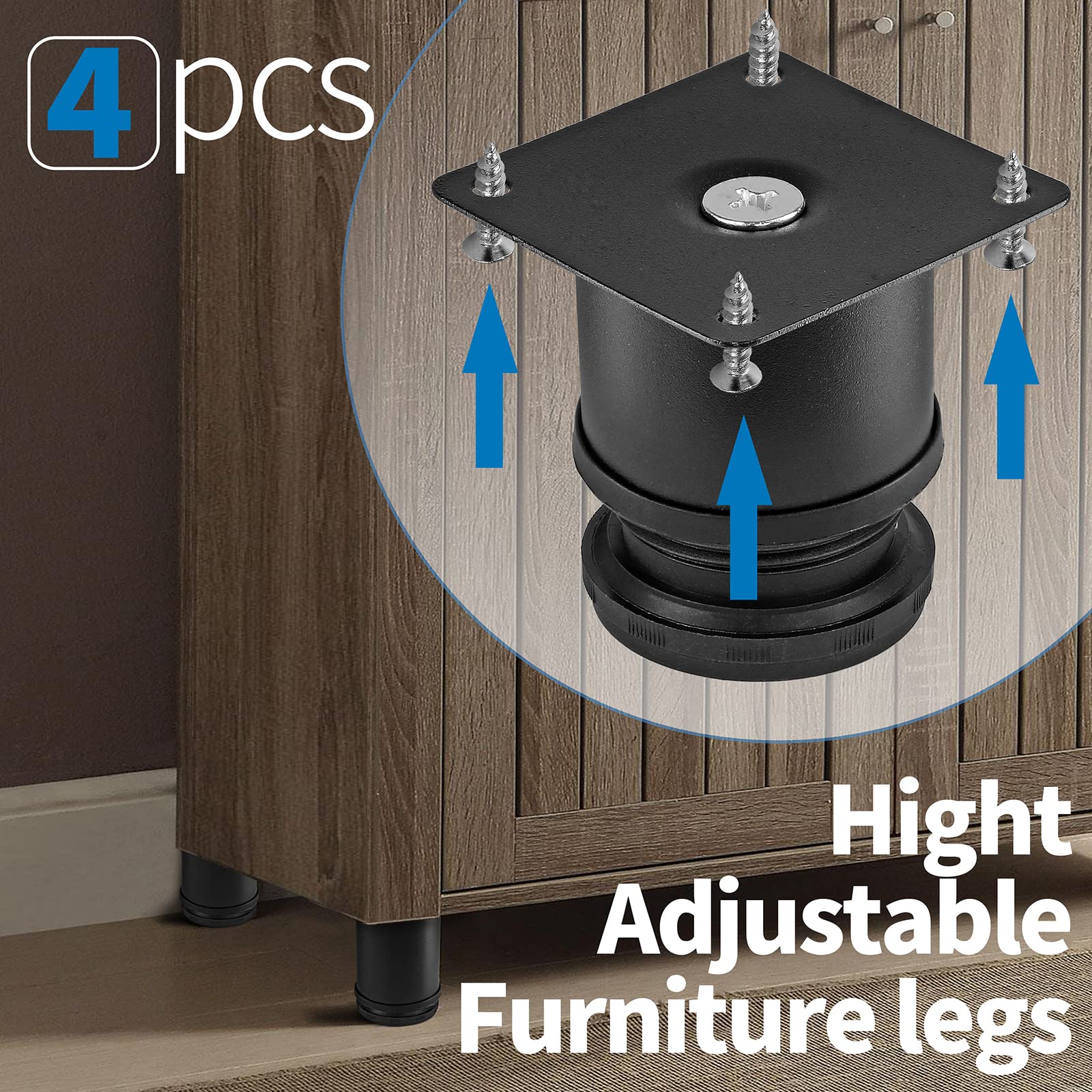 Snapklik.com : Masendelk 2.5 Inch Metal Furniture Legs Stainless Steel ...