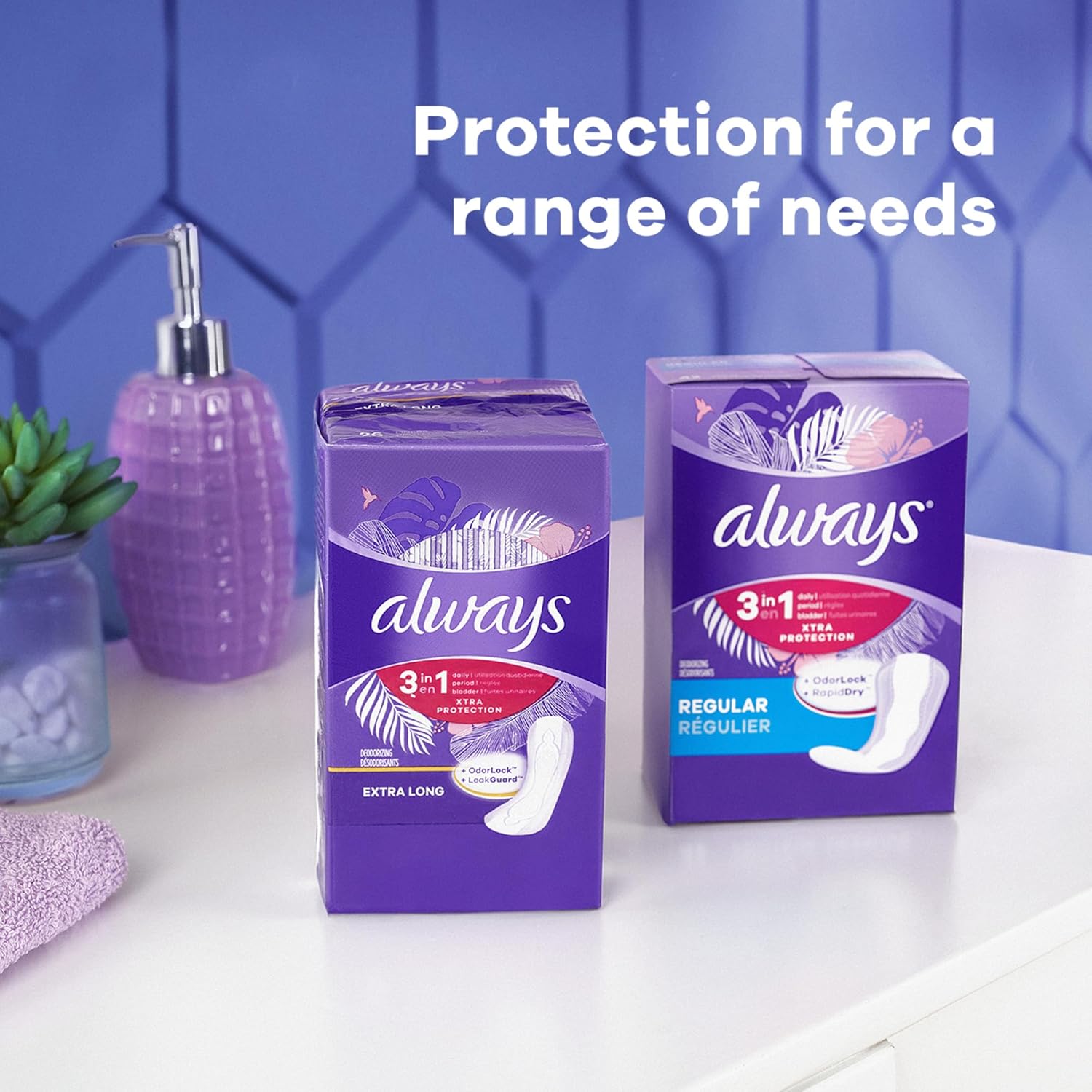 Always Xtra Protection Panty Liners - Light Absorbency, Extra Long ...
