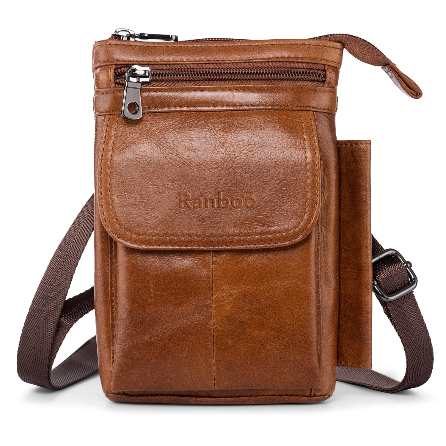 Amazon.com: Ranboo Leather Cell Phone Belt Pouch Fits for iPhone 16 15 ...