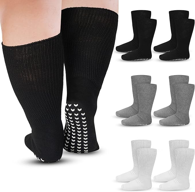Amazon.com: 6 Pairs Extra Width Socks for Swollen Feet Extra Width ...