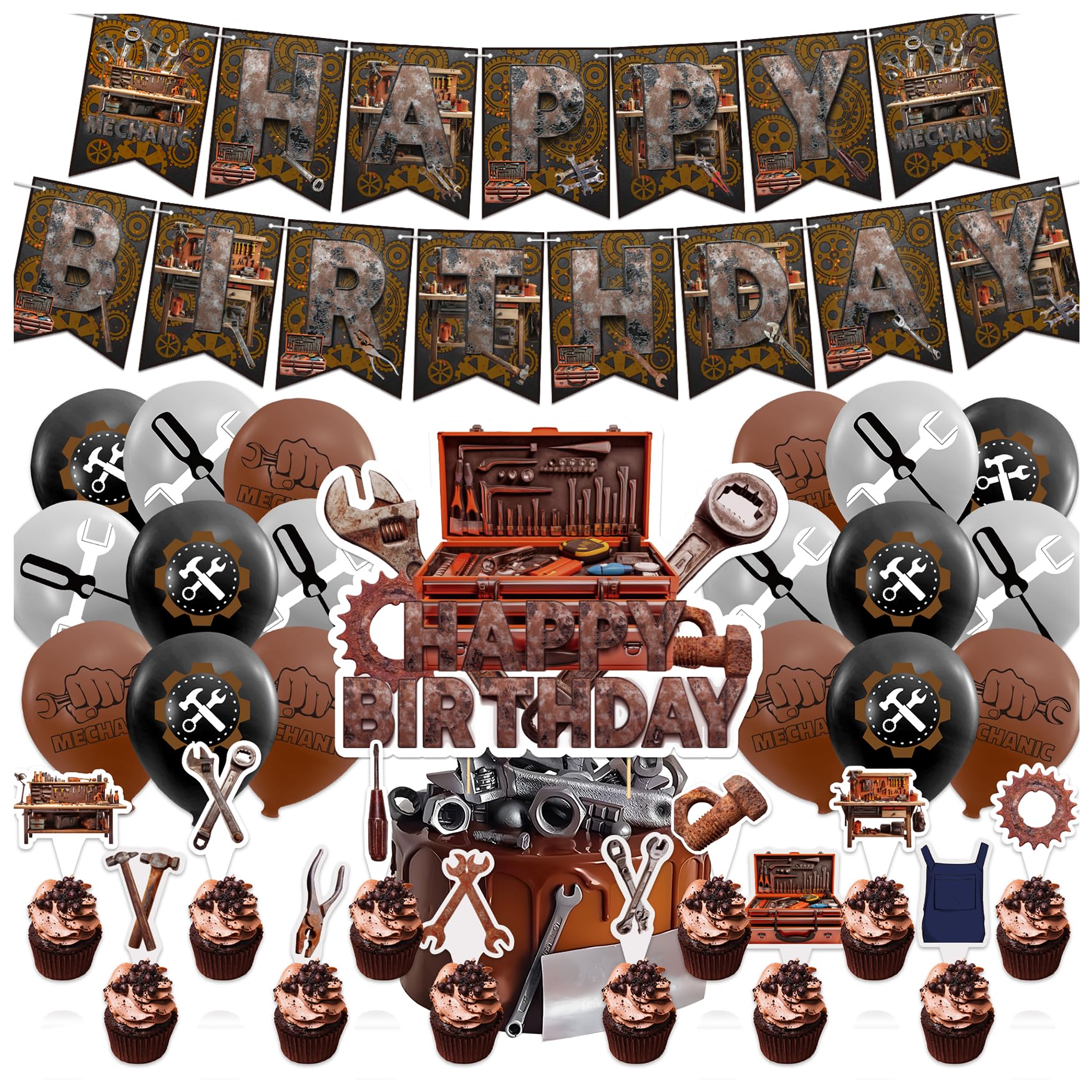 Amazon.com: Mechanic Theme Party Supplies Mechanic Birthday Party ...