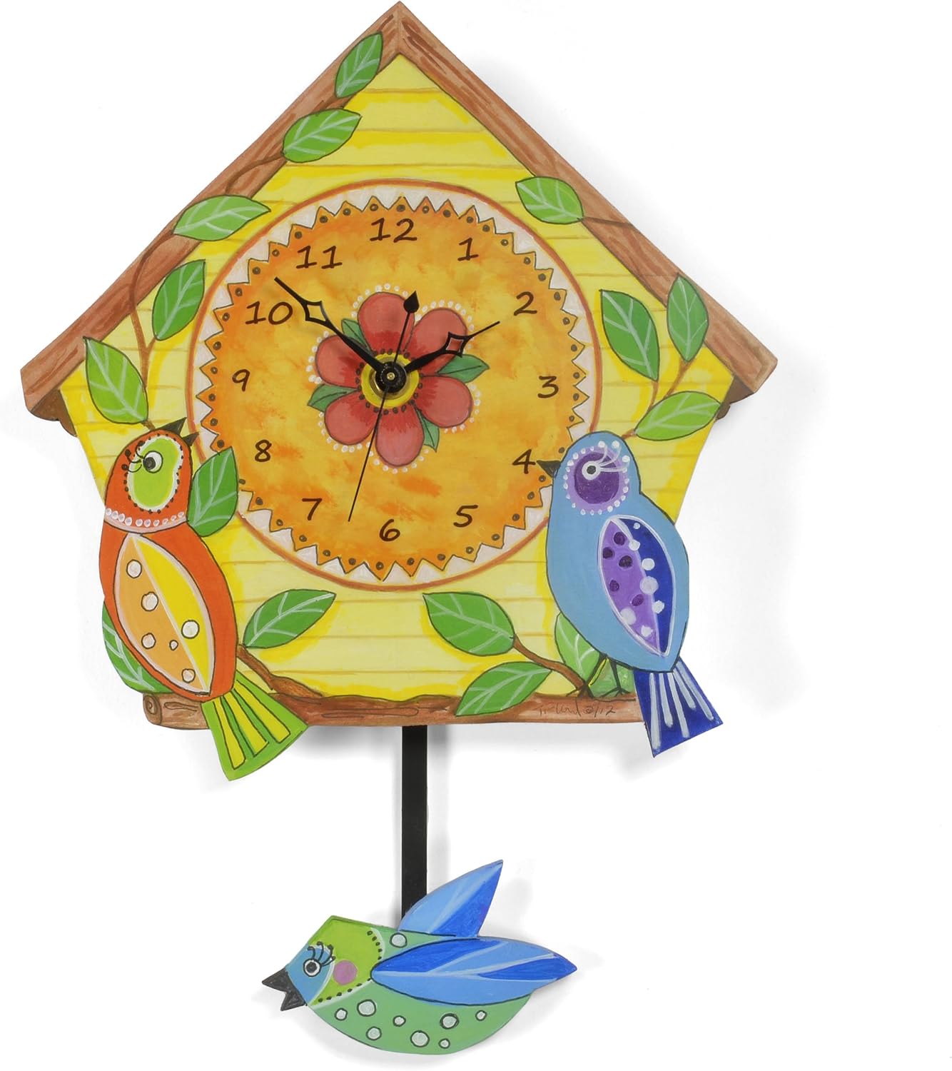 Amazon.com: Bird House Pendulum Wall Clock by Laughing Moon, Handmade ...