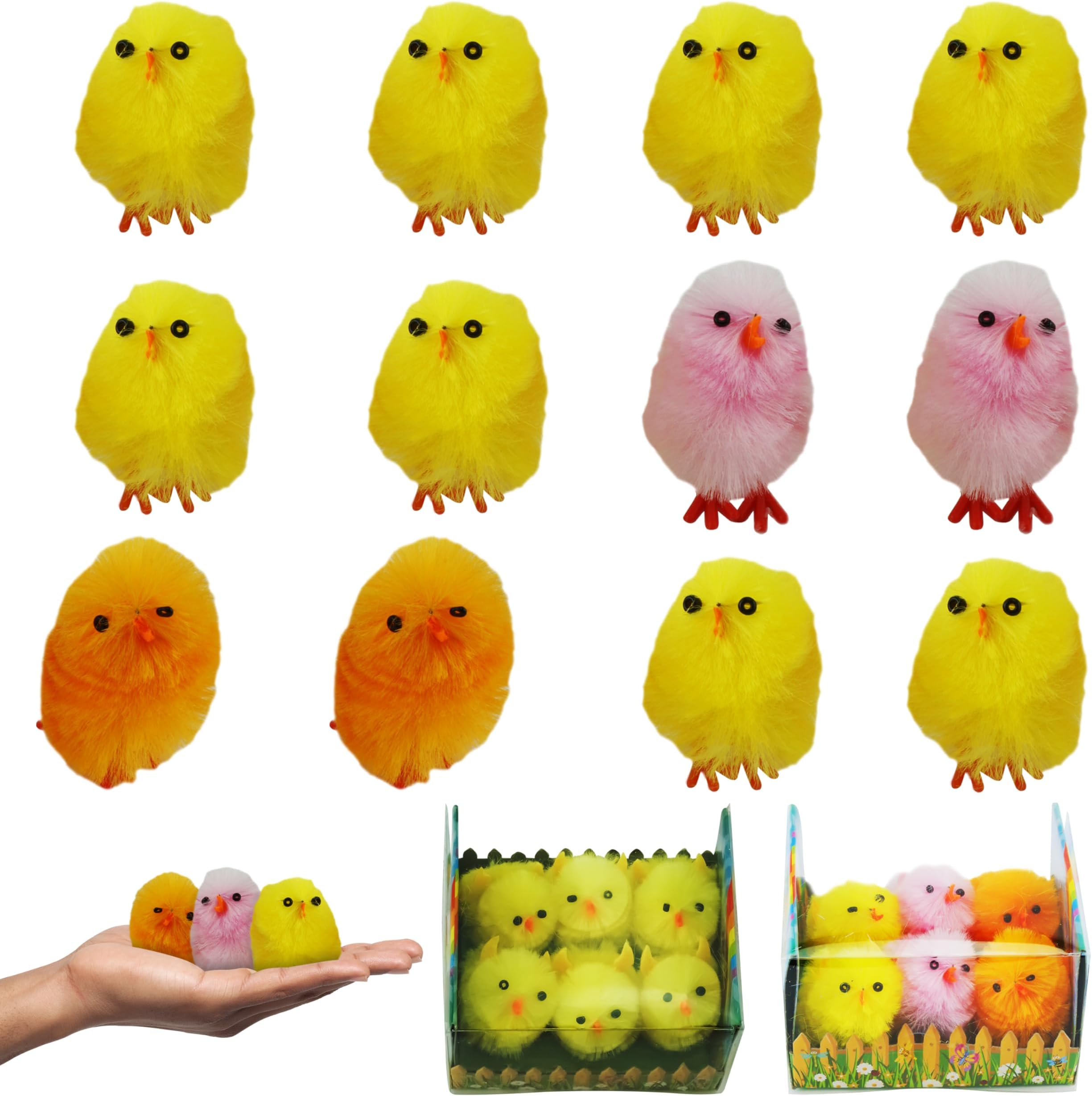 SRV Hub 6PC Easter Chenille Chicks - Fluffy Plush Baby Chicks for ...