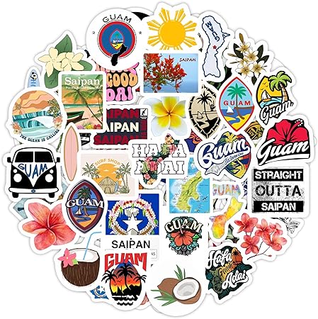 Amazon.com: 100Pcs Guam Stickers and Saipan Stickers for Water Bottle ...