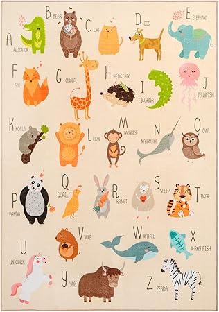 Amazon.com: Booooom Jackson Collection ABC Fun Kids Rugs, 59"x78 ...