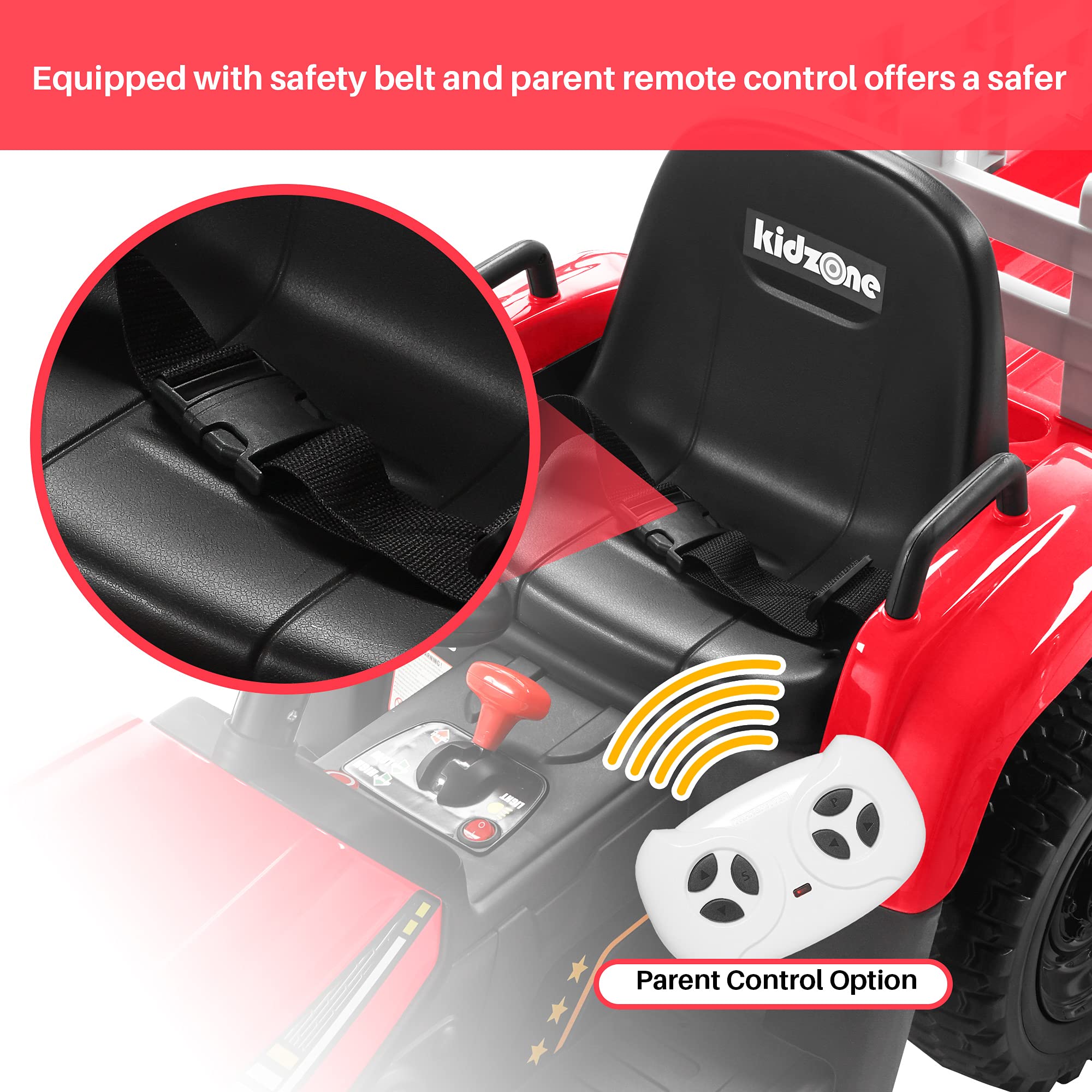 Kidzone 12V 7AH Kids Battery Powered Electric Tractor with Trailer ...