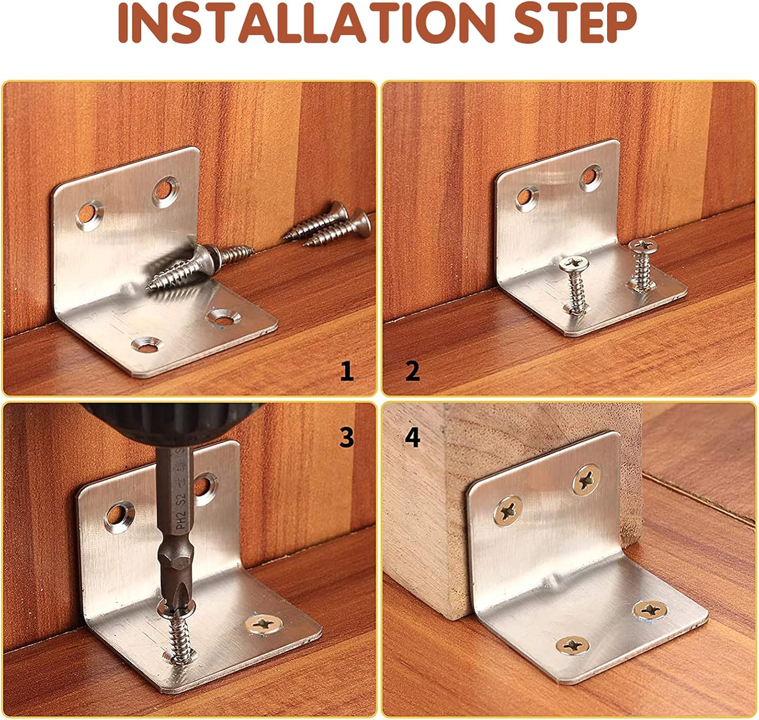 Hemoton 40PCS Corner Brackets, Shaped Stainless Steel Corner Brace ...