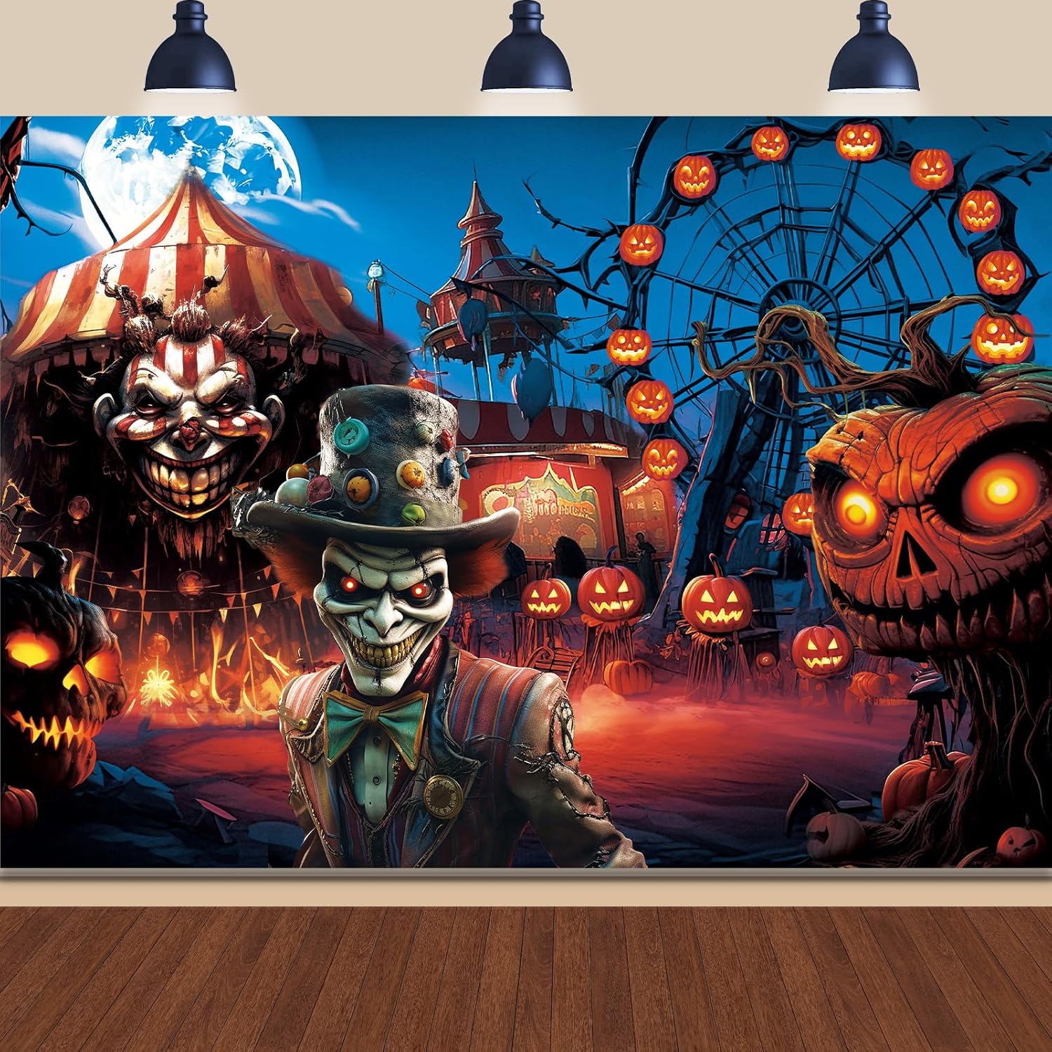 Amazon.com : Horror Circus Halloween Banner, Evil Clown & Creepy Clown ...
