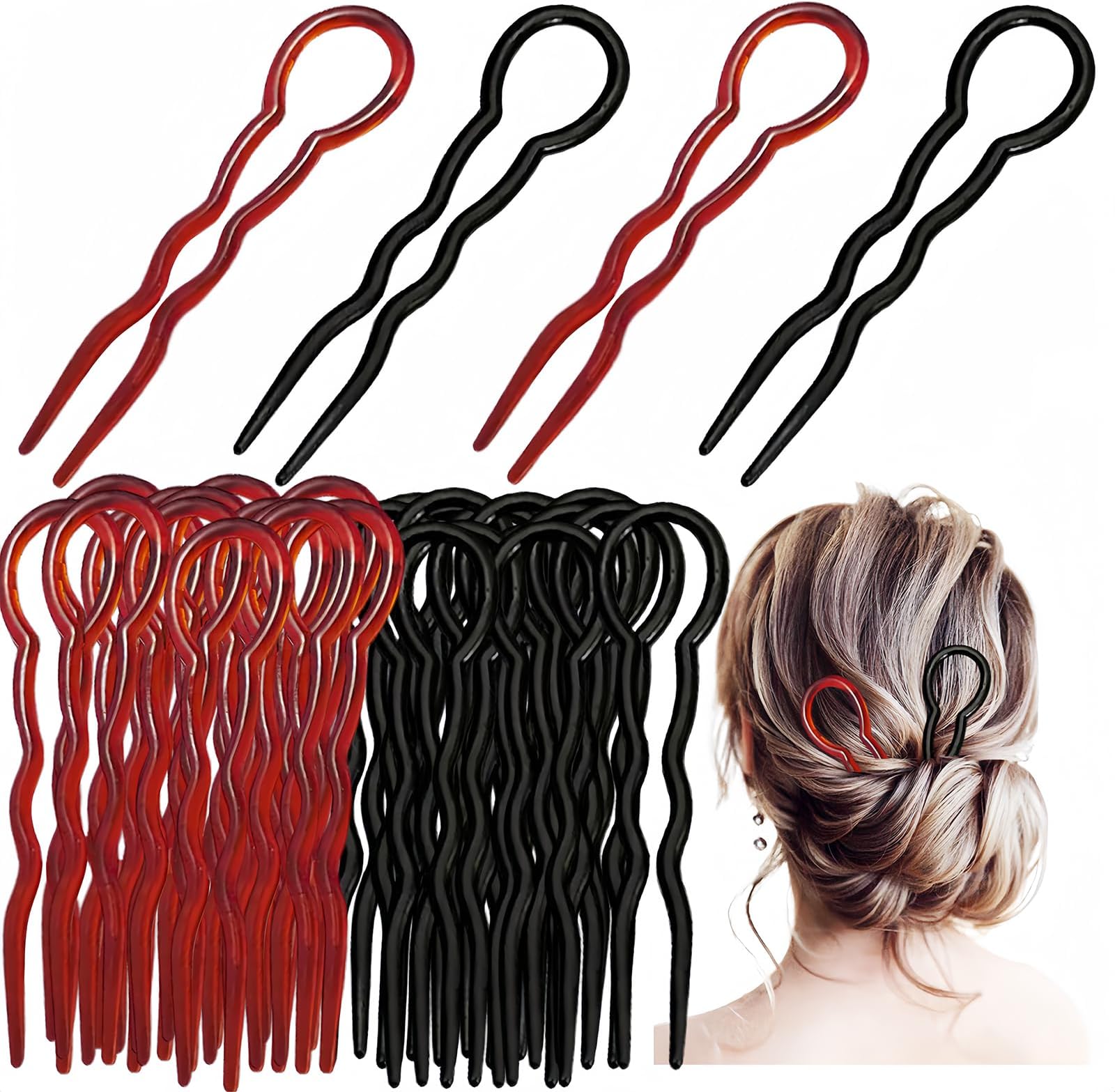 Amazon.com : 48 Pcs Hair Pins for Women U Shaped Bobby Pins Spiral ...