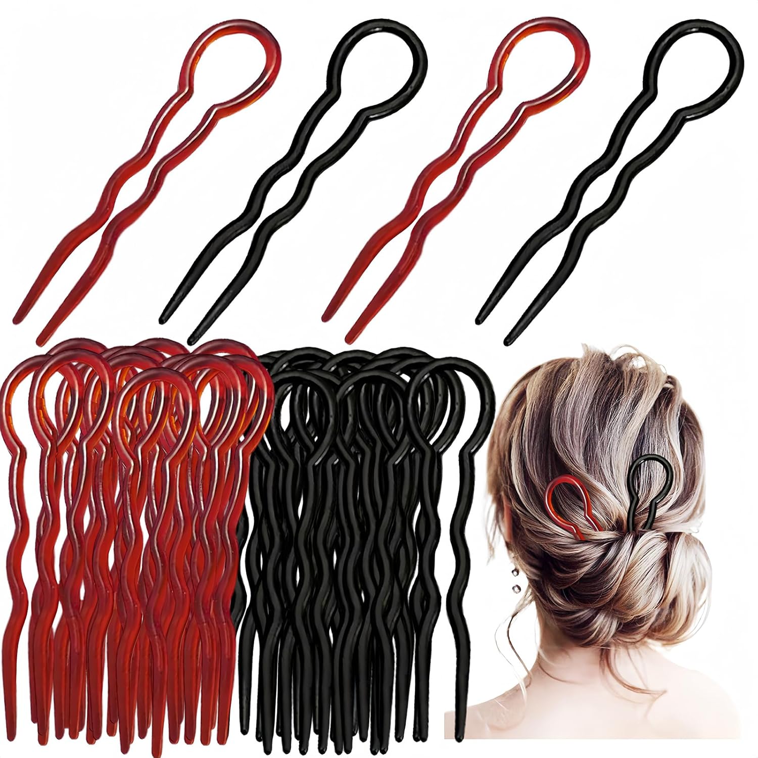 Amazon.com : 48 Pcs Hair Pins for Women U Shaped Bobby Pins Spiral ...