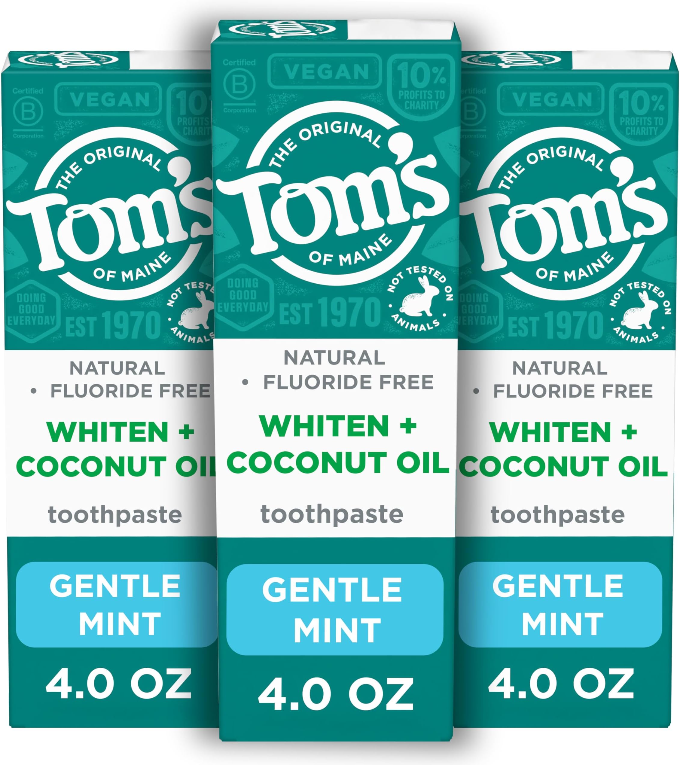 Amazon.com : Tom's of Maine Whiten Plus Coconut Oil Fluoride Free ...