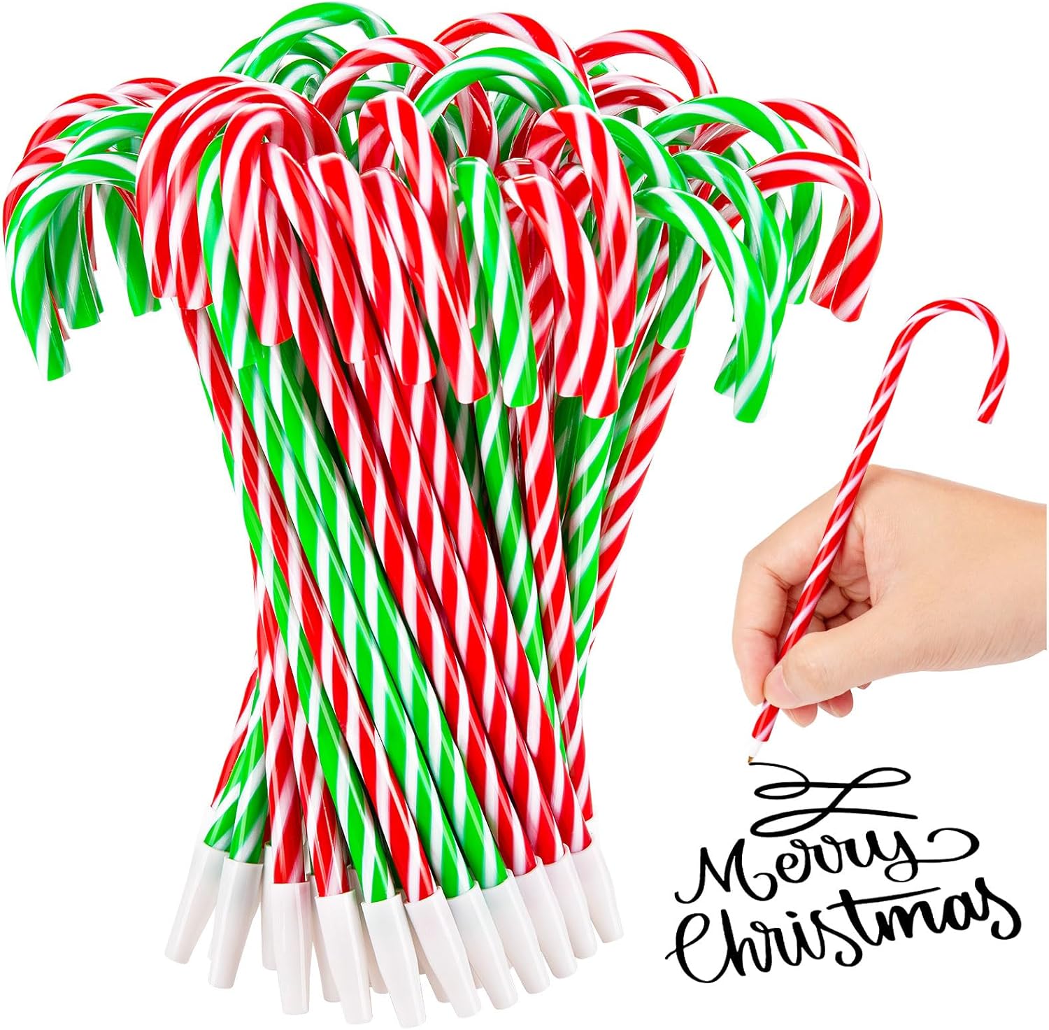 Amazon.com: FFNIU 50pcs Christmas Candy Cane Pen, Snowman Umbrella Cane ...