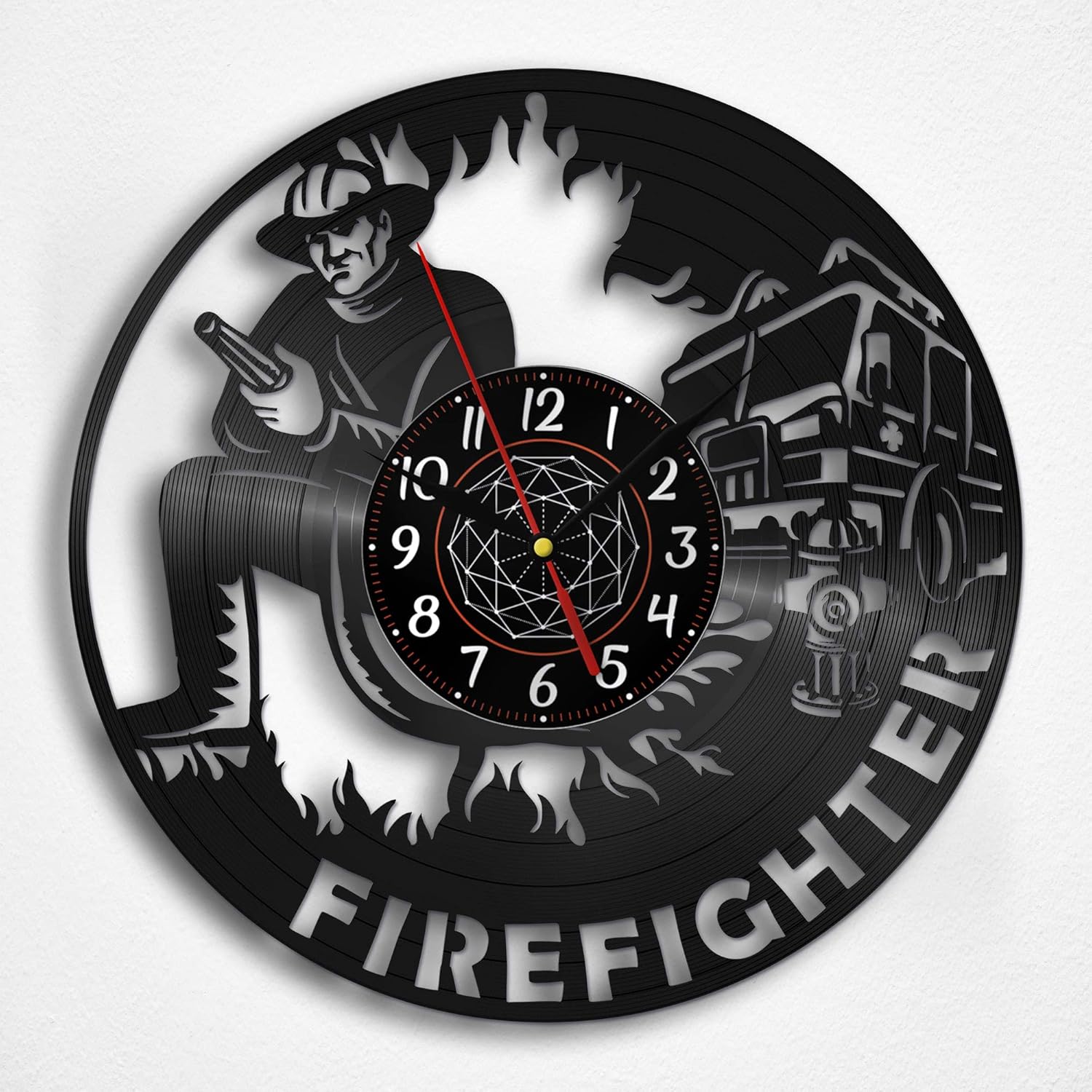 Amazon.com: OhMyGifs Firefighter Vinyl Record Wall Clock - Firefighter ...