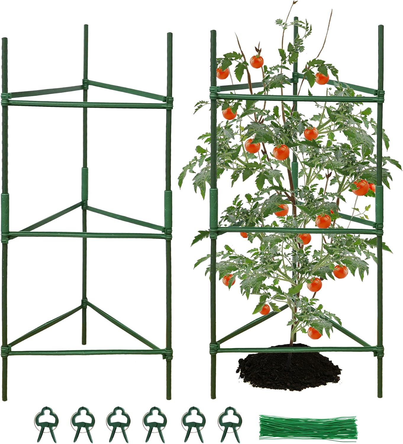 Amazon.com : Meiwlong 32inch Tomato Cages Plant Stakes Assembled ...