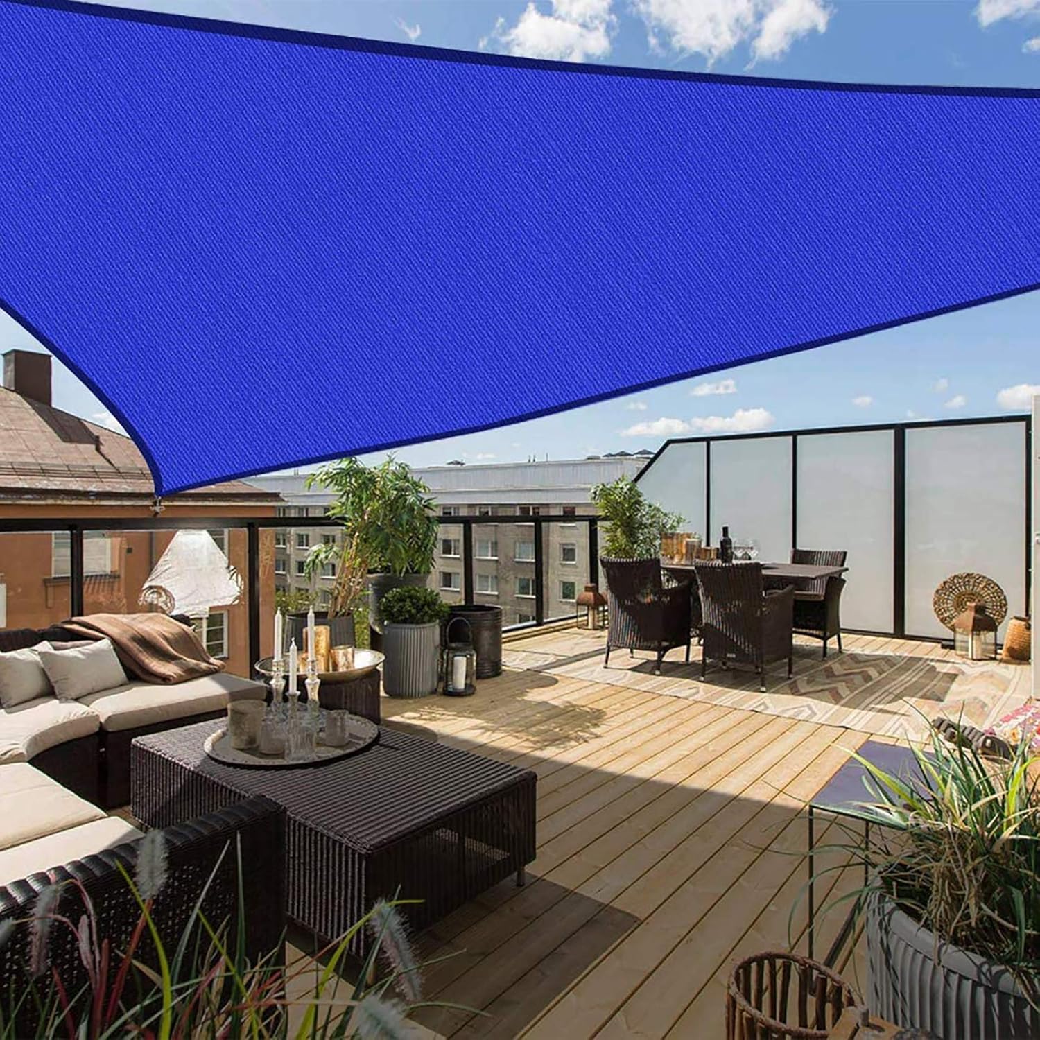 Amazon.com : SUNLAX Sun Shade Sail,16'x 16'x 22' Blue Right Triangle ...