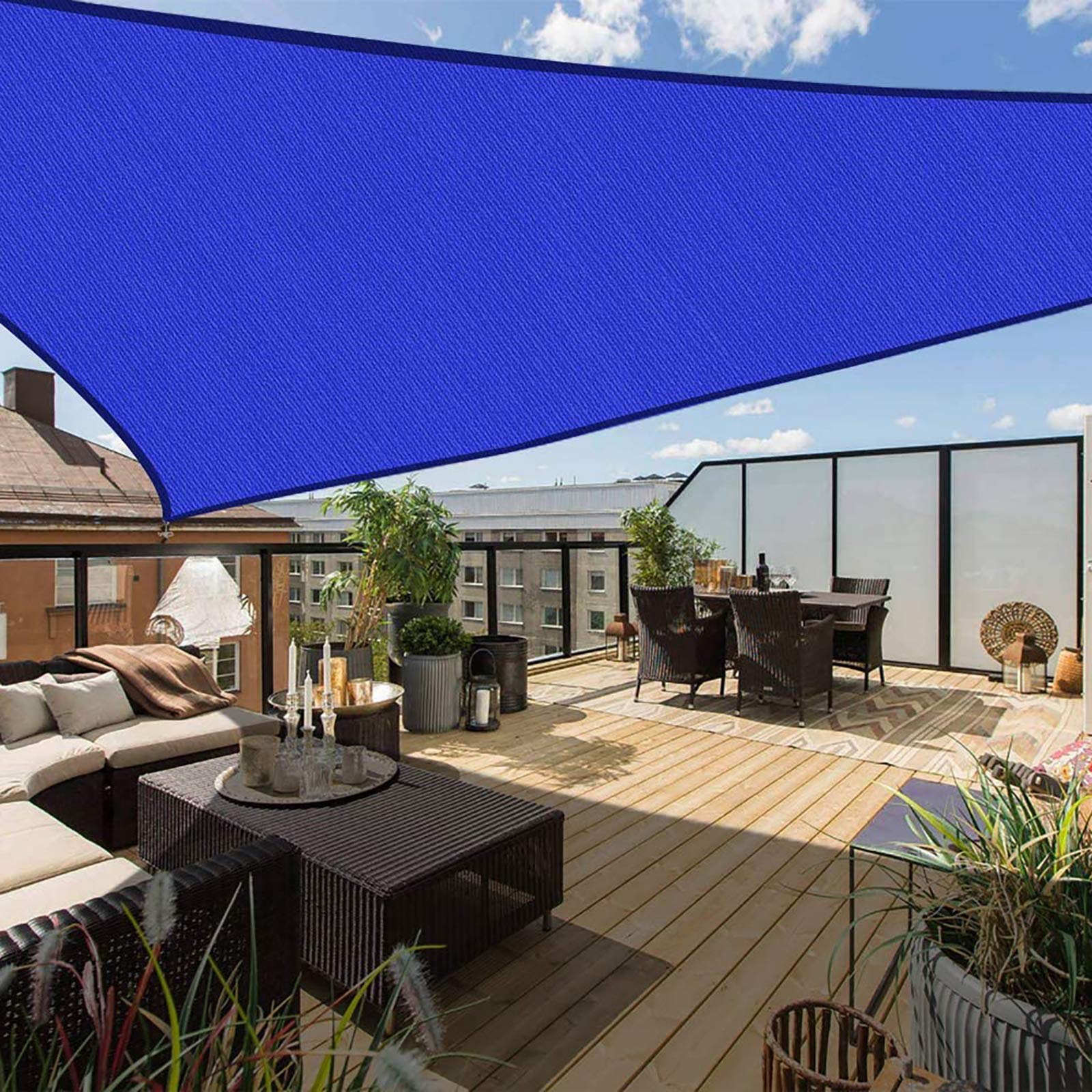 Snapklik.com : Sun Shade Sail,16x 16x 22 Blue Right Triangle Canopy ...
