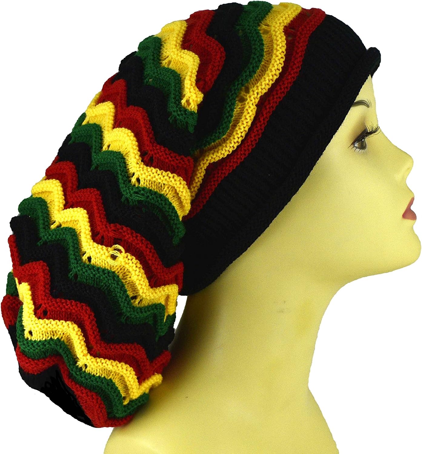 RW Classic Rasta Slinky Beanie Dreadlocks Cap (Rasta Wave Stripe) at ...
