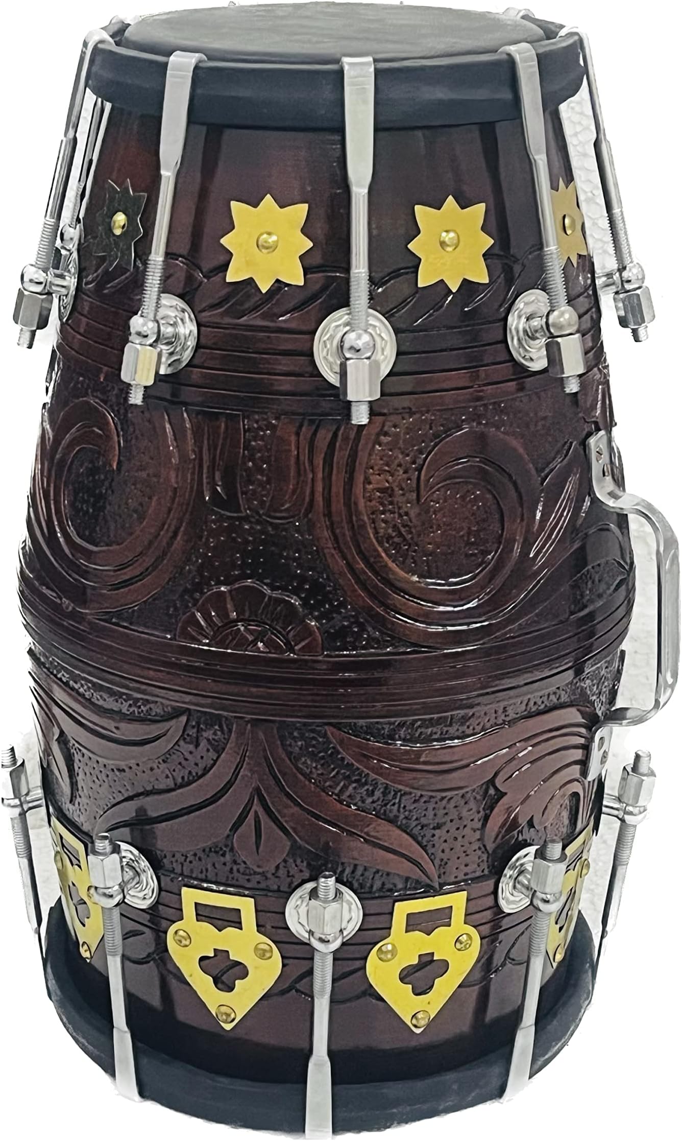 Stock Mania® DESIGN DHOLAK DRUM~HAND MADE INDIAN~SHESHAM WOOD & SPECIAL ...
