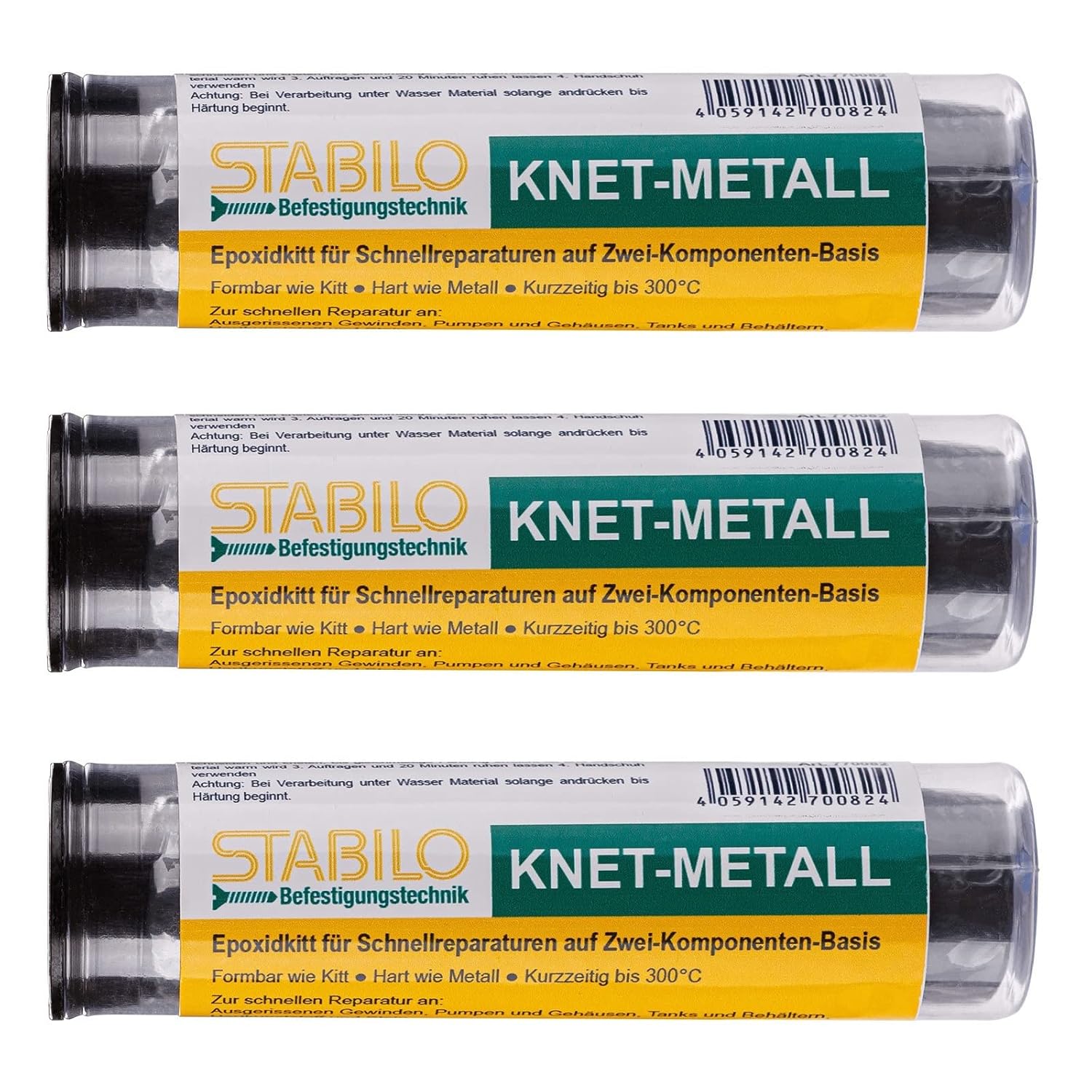 3x Knet-Metall 2k 56g | Flüssigmetall, Metallkleber, Kaltmetall, Kleber ...