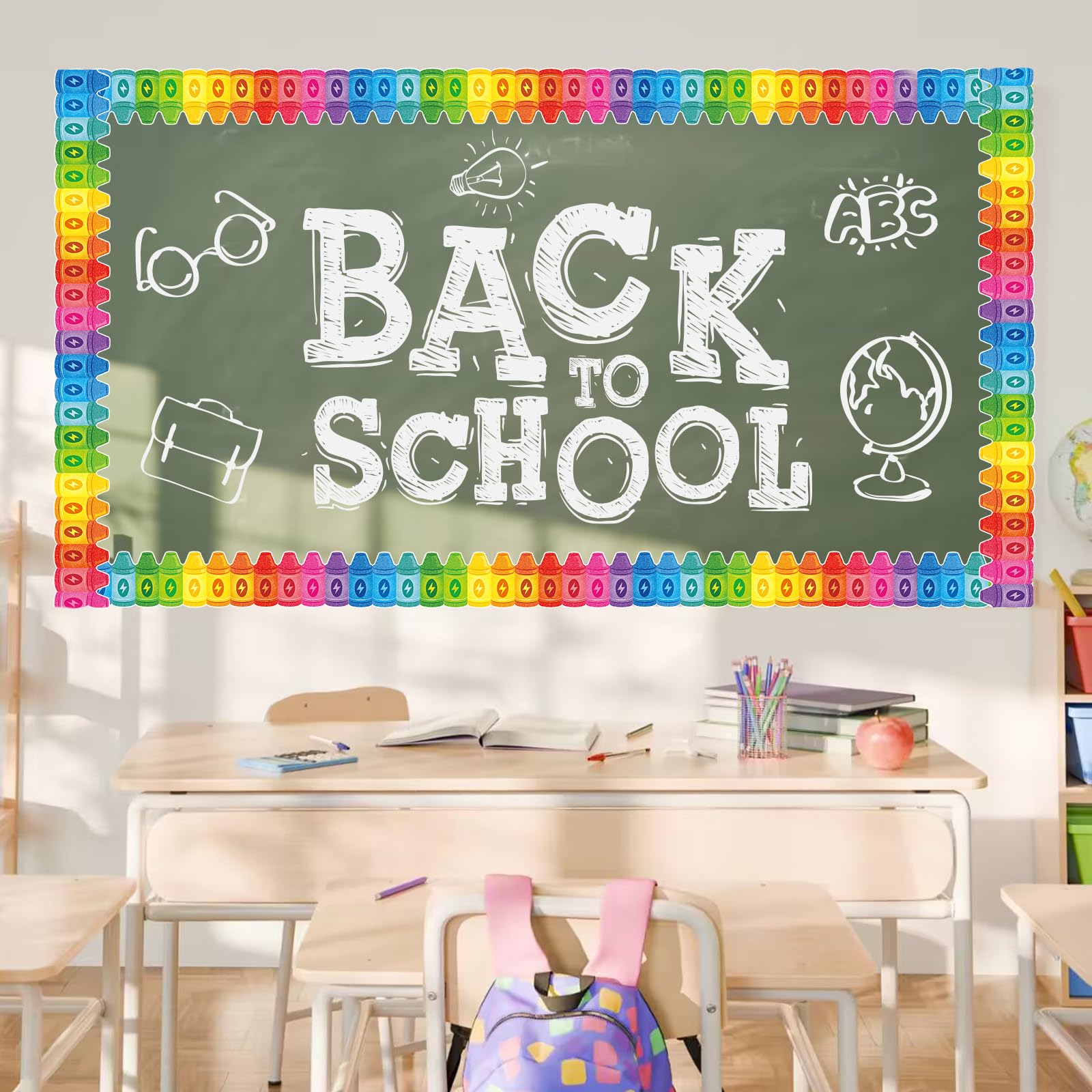 Snapklik.com : 65.6Ft Crayon Bulletin Board Borders, Rainbow Crayon ...