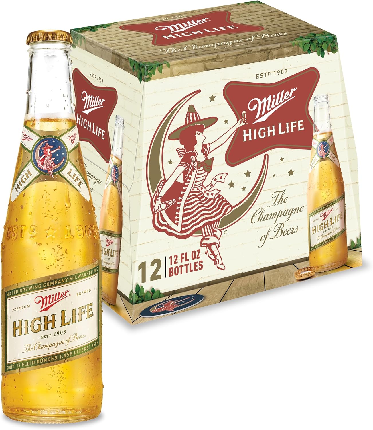 Amazon.com: Miller High Life, paquete de 12, botellas de 12 onzas, 4.6% ...