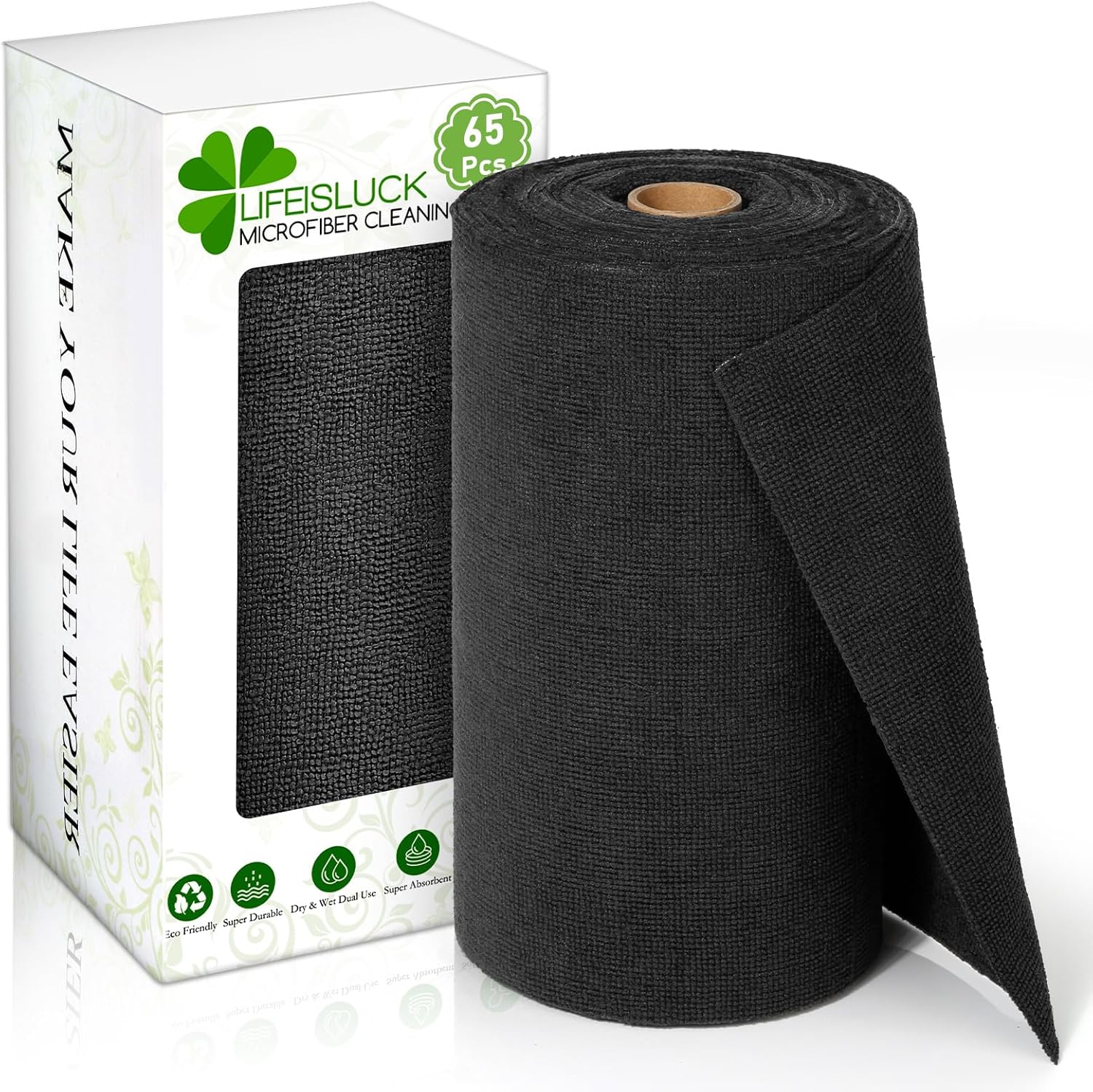 Amazon.com: LifeisLuck 65 Pack Microfiber Cleaning Cloths Roll, 10"x10 ...