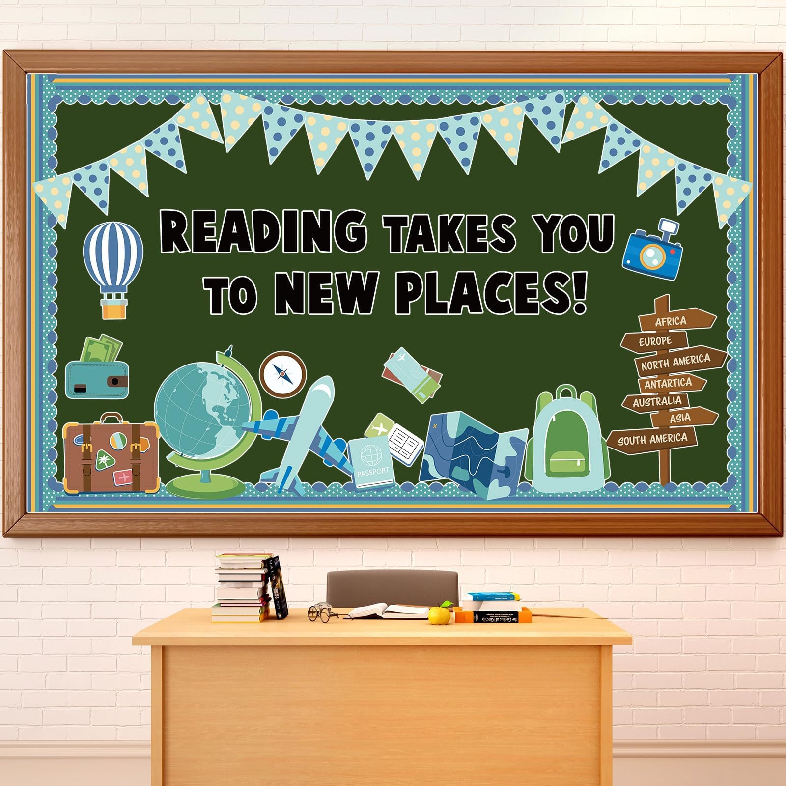 Amazon.com: Justforjoyful Reading Travel Bulletin Board Decorations Set ...