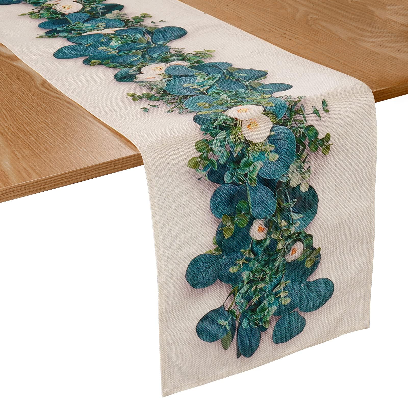 Spring Linen Table Runner 180cm Eucalyptus Rustic Vibrant Table Runner ...