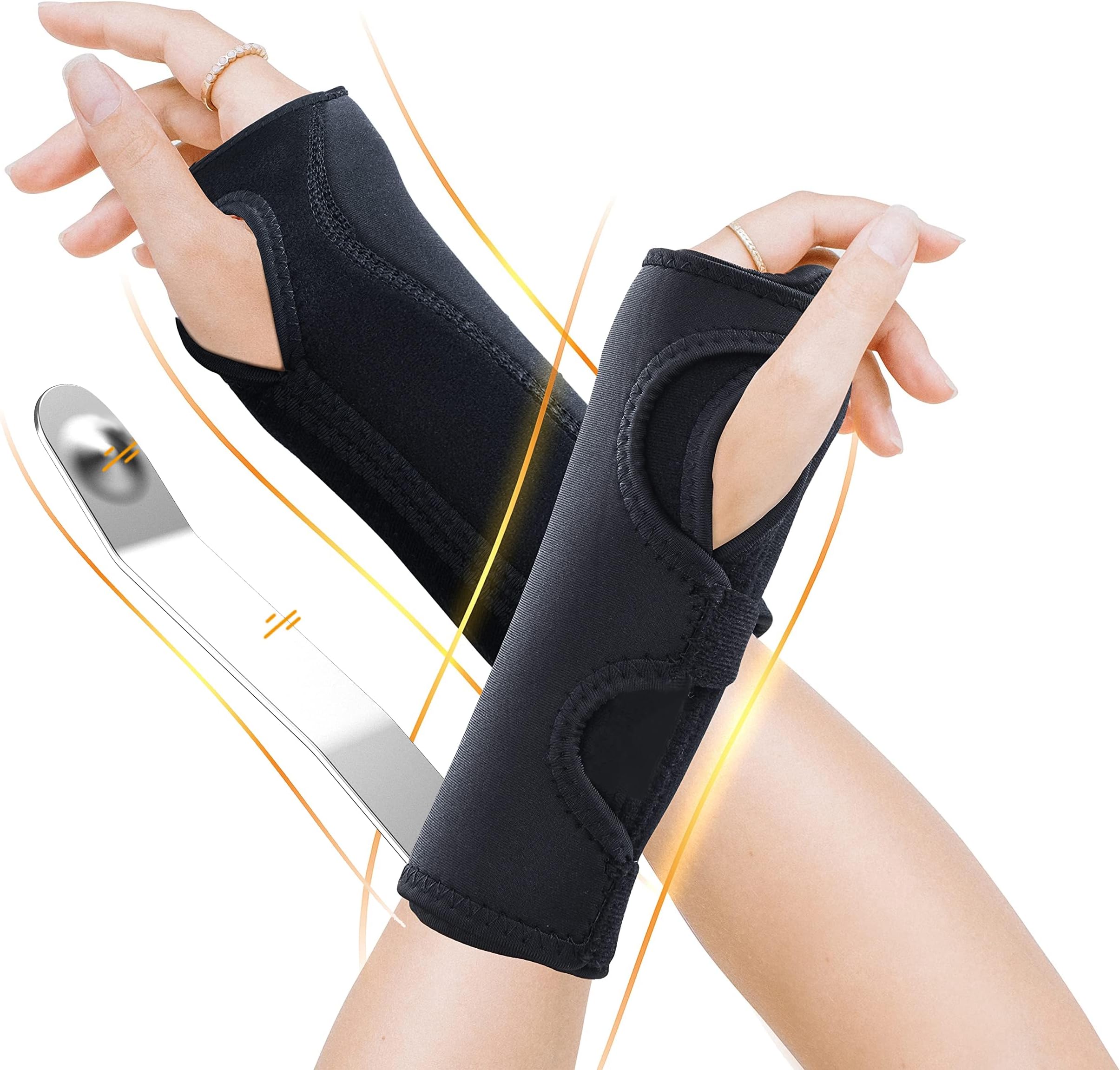 Wrist Brace, Carpal Tunnel Splint with Metal Support Strip Compression ...