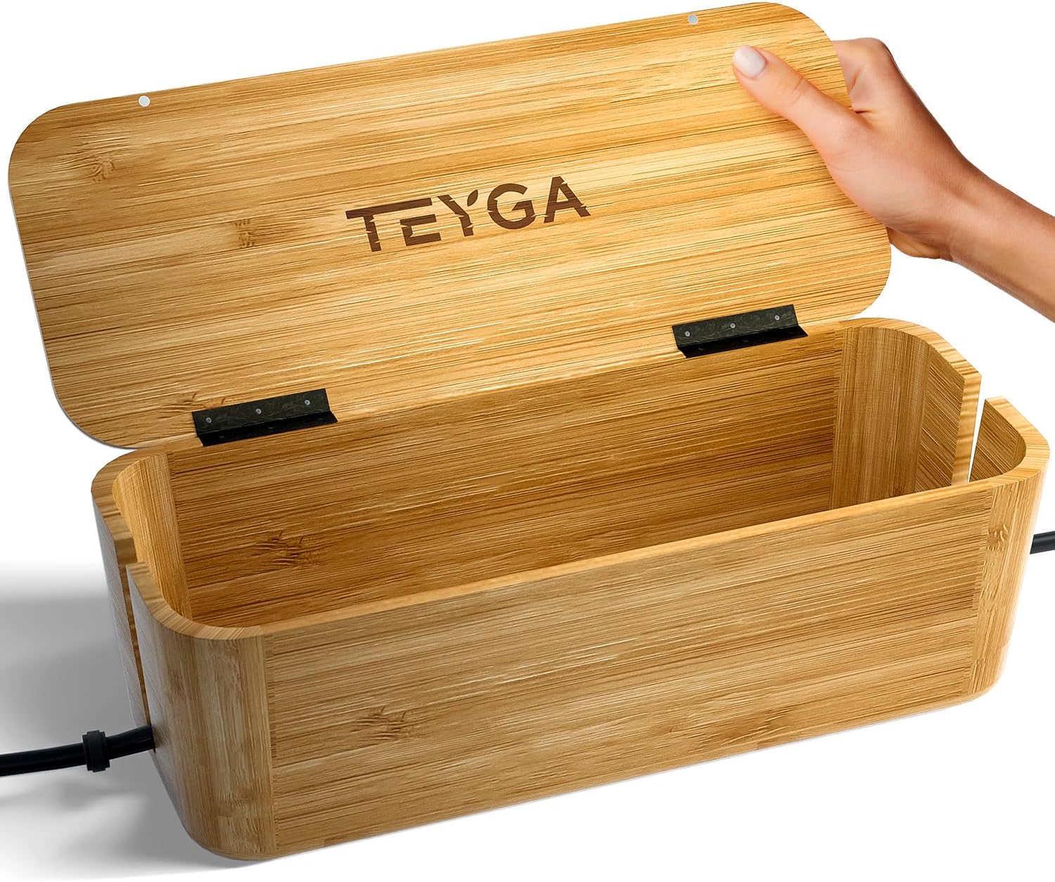 TEYGA Premium – Bambus-Kabel-Management-Box – Kabel-Organizer-Box ...