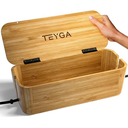 Amazon.com: Cable Management Box with Magnetic Bamboo Lid & Cable Ties ...