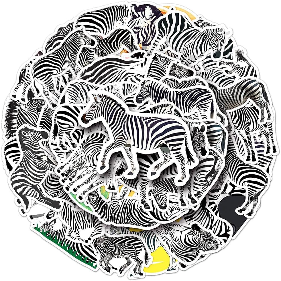 Amazon.com: Zebra Stickers |50Pcs Zebra Waterproof Vinyl Decals for ...