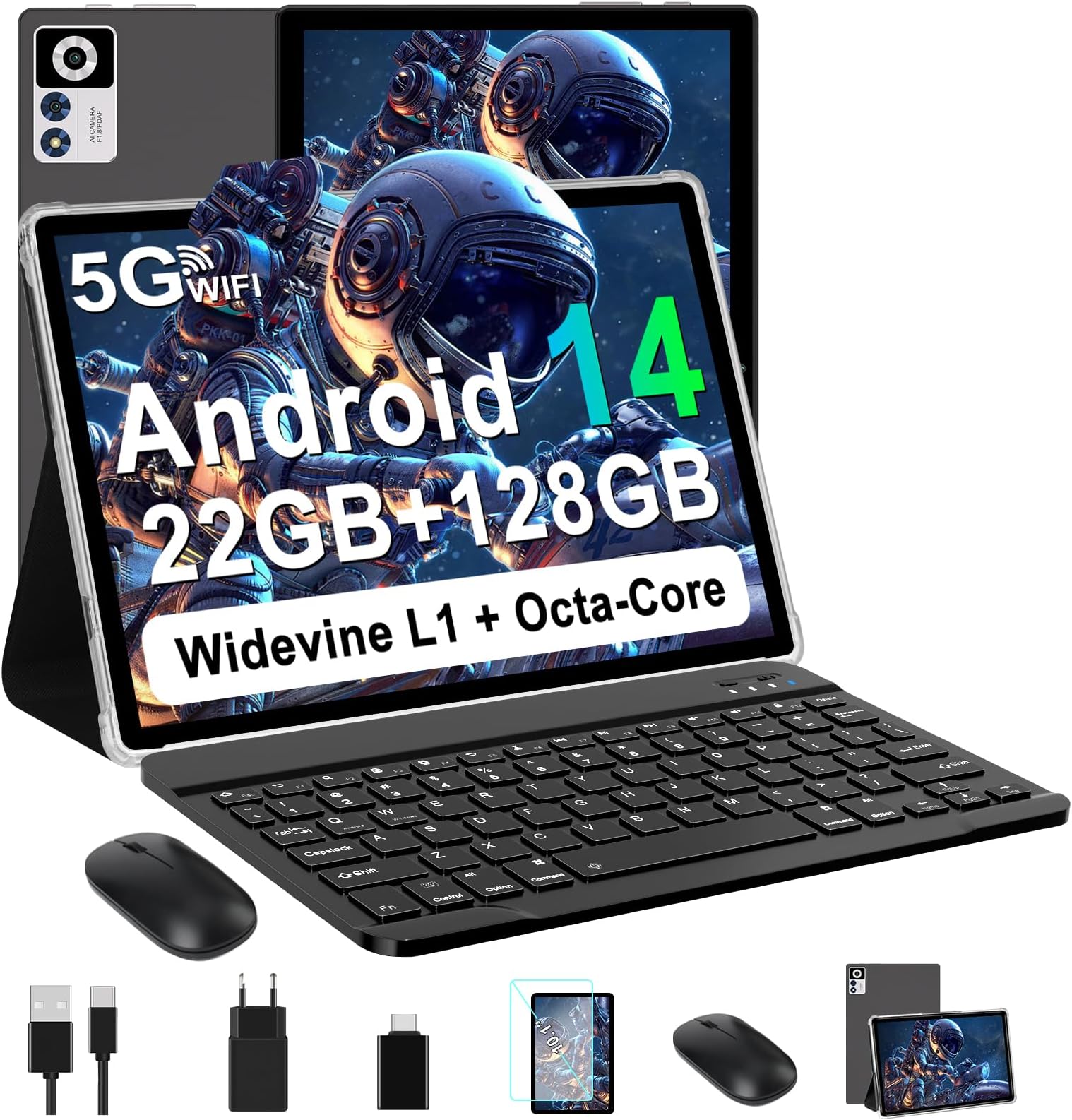 ZIOVO Android 14 Tablet 10 Pulgadas, 22GB RAM+128GB ROM (TF 1TB), 5G ...