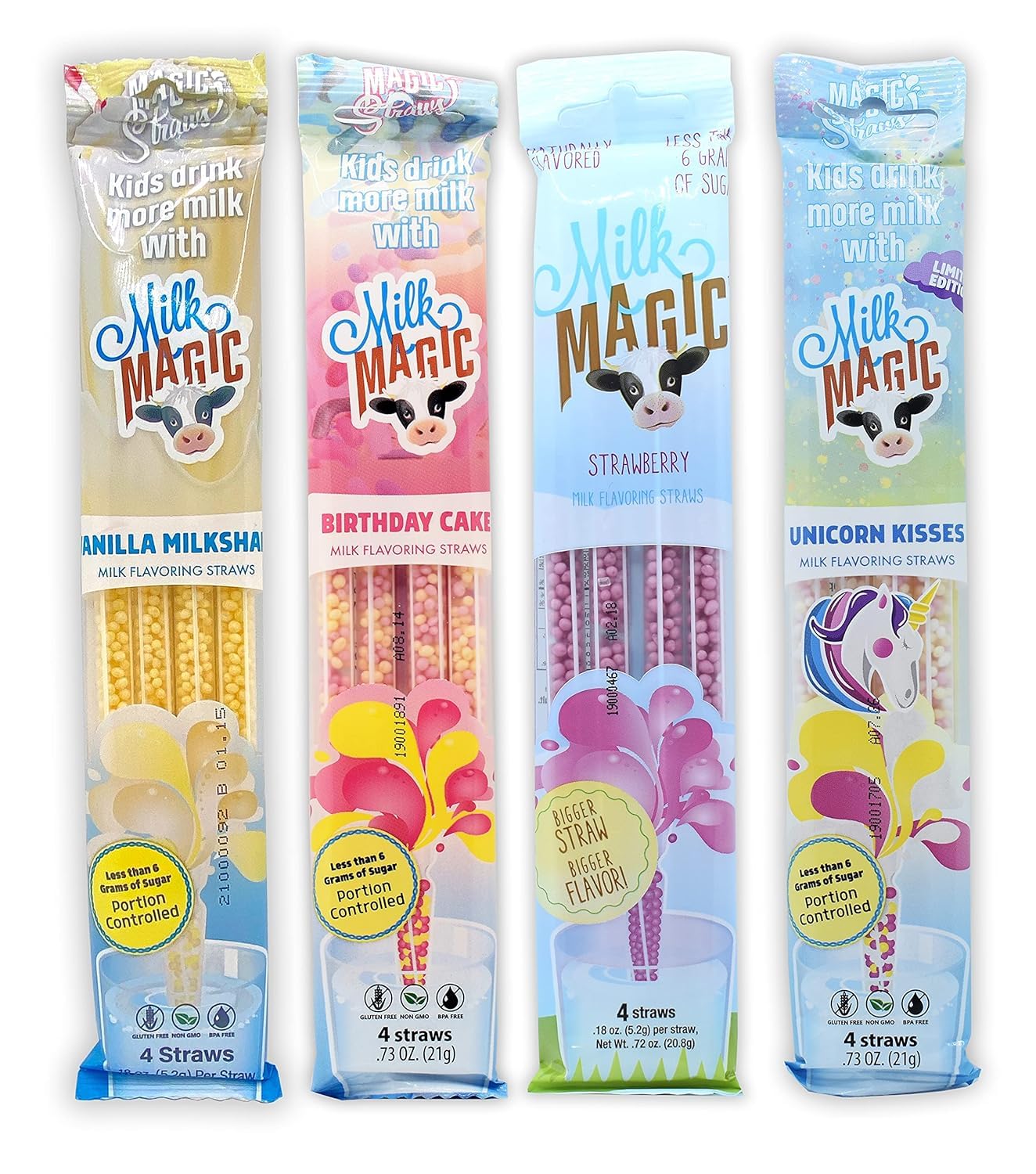 Amazon.com: Milk Magic Milk Straws 4-Pack Bundle (16 count), Vanilla ...