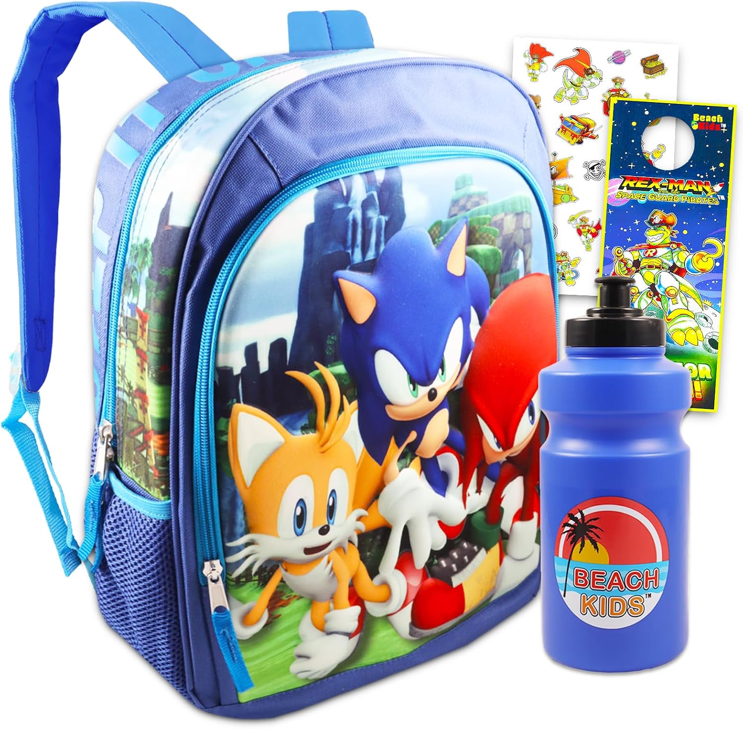 Amazon.com | Sonic the Hedgehog Backpack Set 16" Backpack, Bottle, and ...