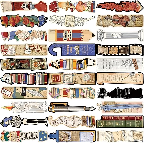 Amazon.com : 30 Sheets/Set Retro Reading Page Marker Creative Bookmarks ...