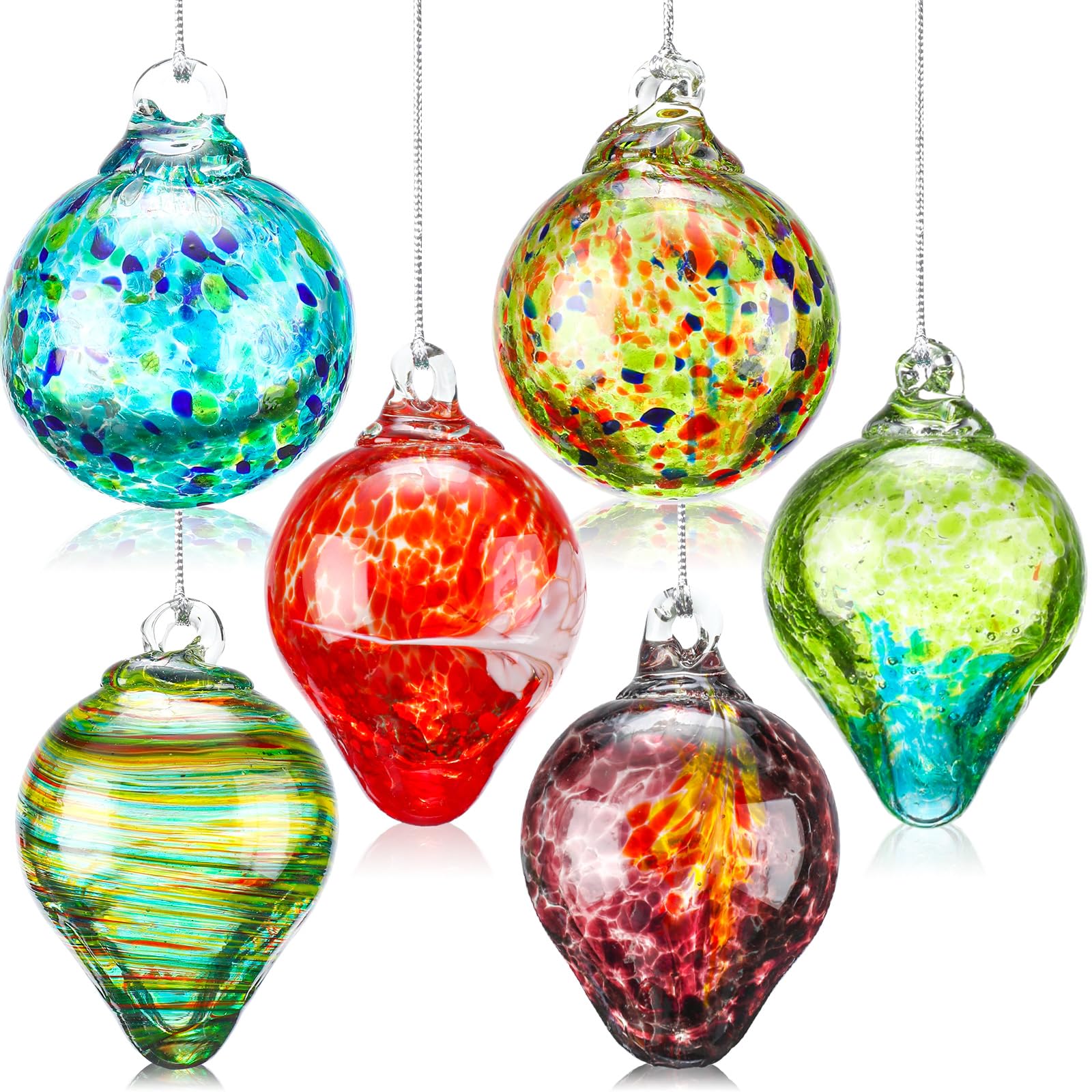 Amazon.com: Tioncy 6 Pcs Glass Christmas Ball Ornaments Hand Blown ...