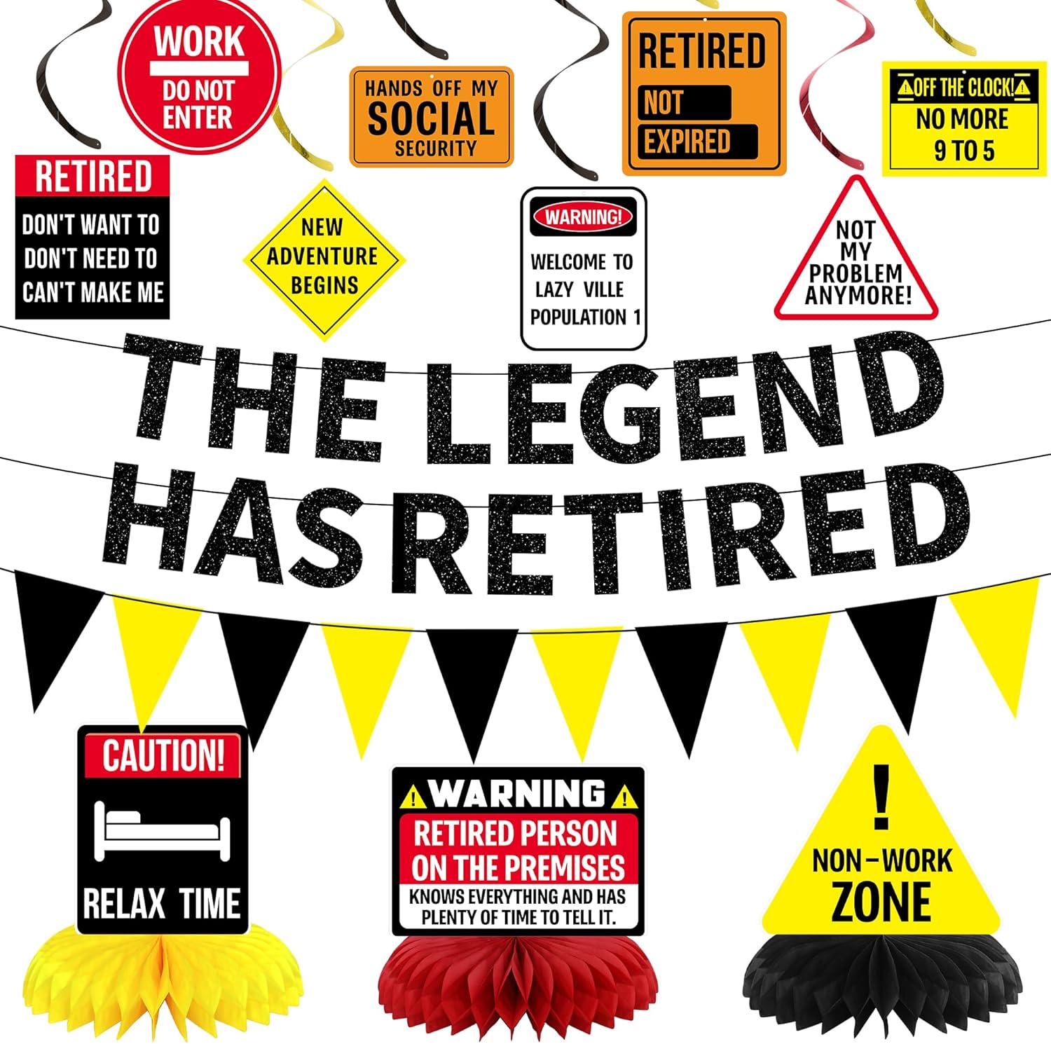 Amazon.com: Roetyce Retirement Decorations Men Women, Caution Happy ...