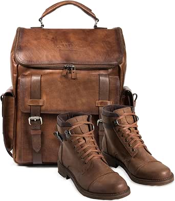 Amazon.com: VELEZ Full Grain Leather Backpack for Men Brown Top Grain ...