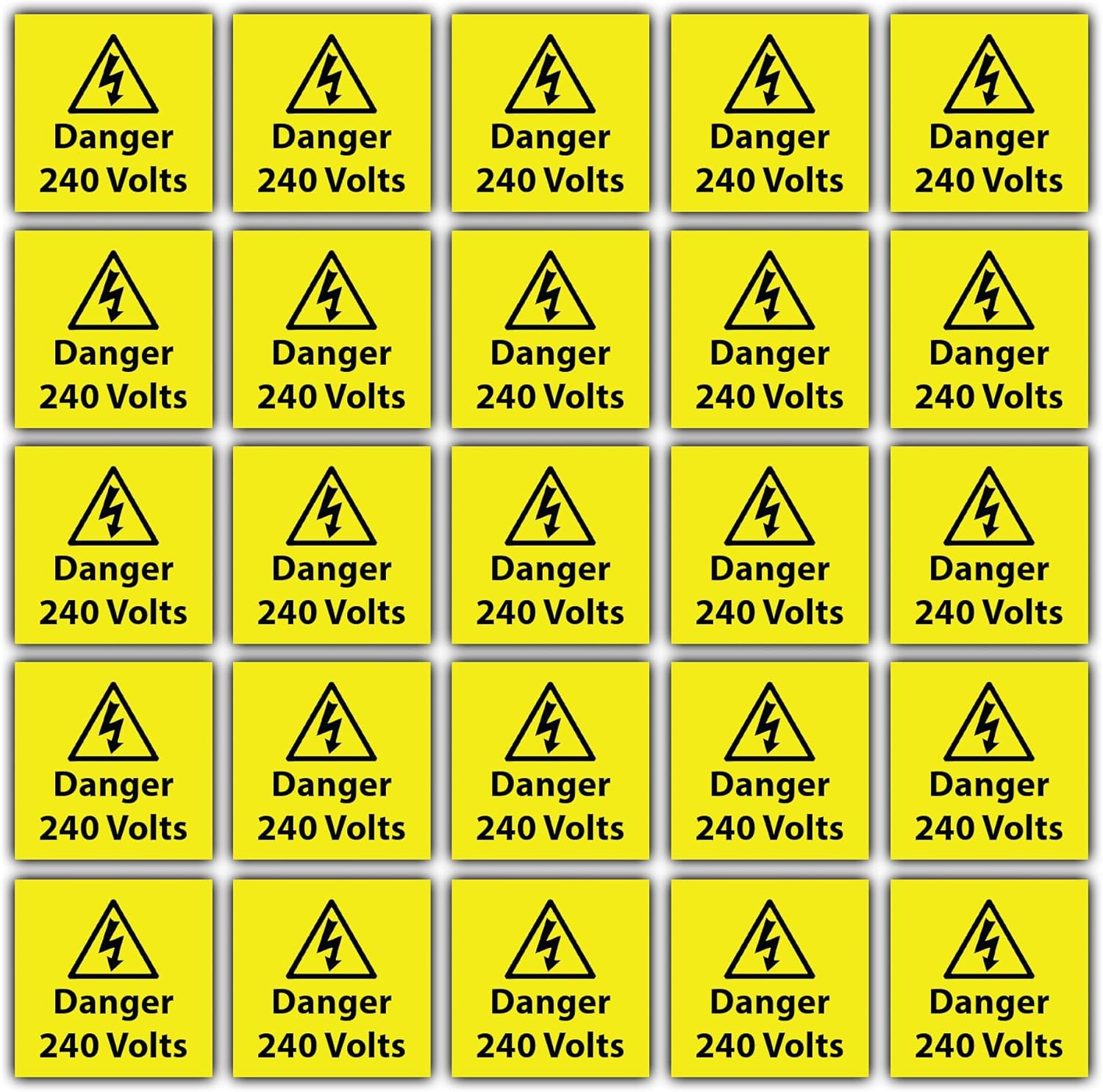 25 Pack - Danger 240 Volts Sticker Label - 55mm x 55mm - Electrical ...
