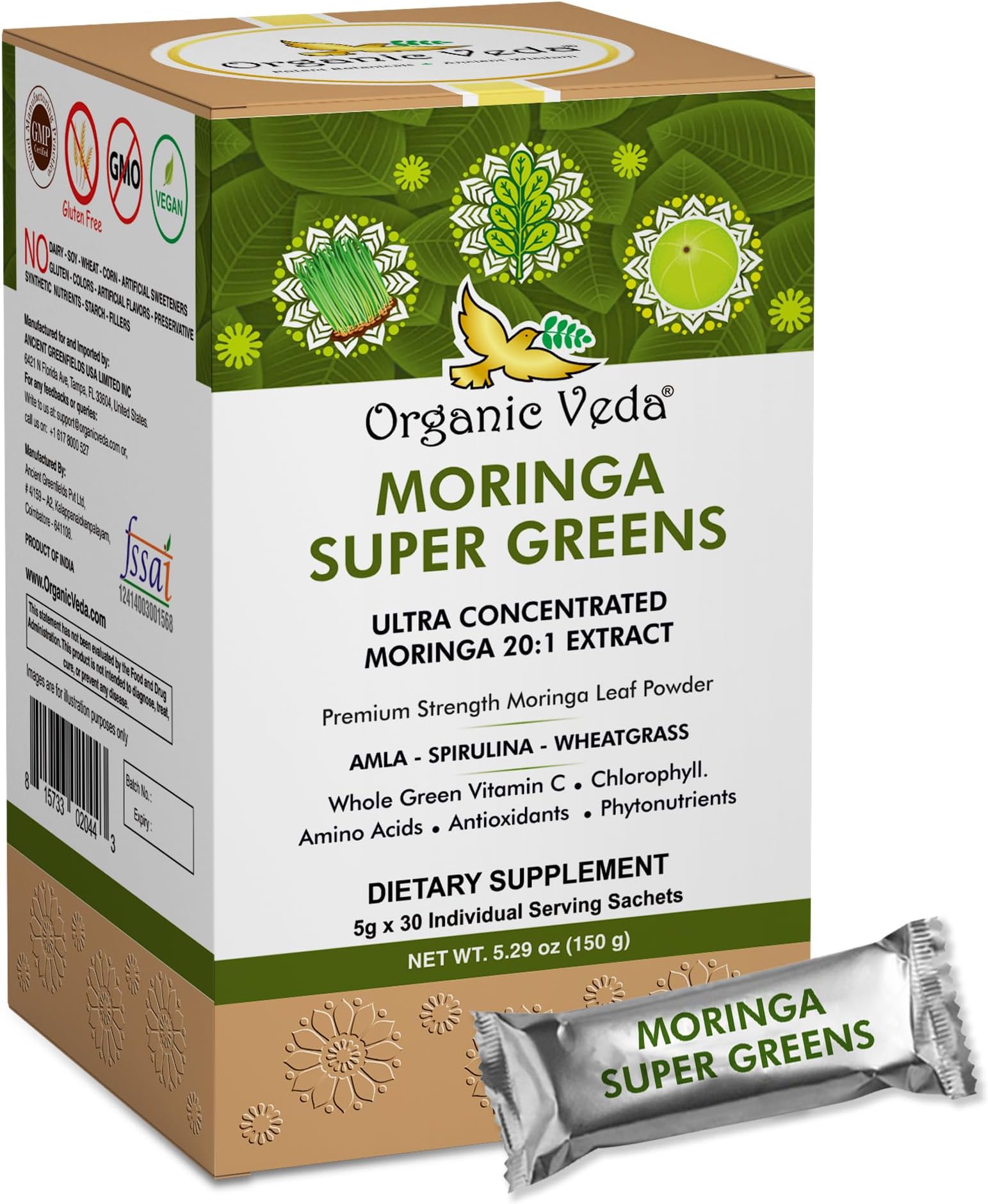 Amazon.com: Organic Veda Moringa Powder Super Greens - 20 X ...