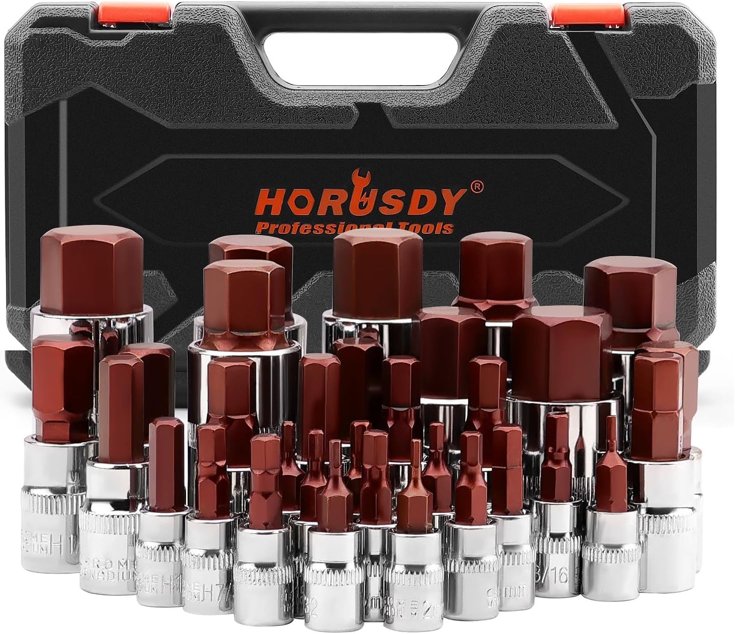HORUSDY Allen Socket Set, 32-Piece Hex Bit Socket Set,SAE and Metric ...