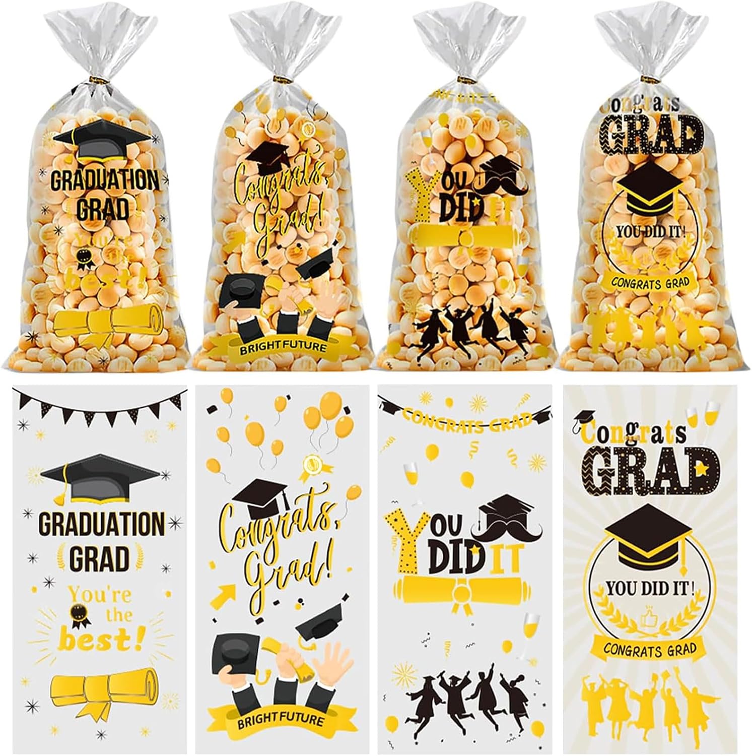 Amazon.com: Ecuupas Graduation Treat Bags, Class of 2025 Cellophane ...