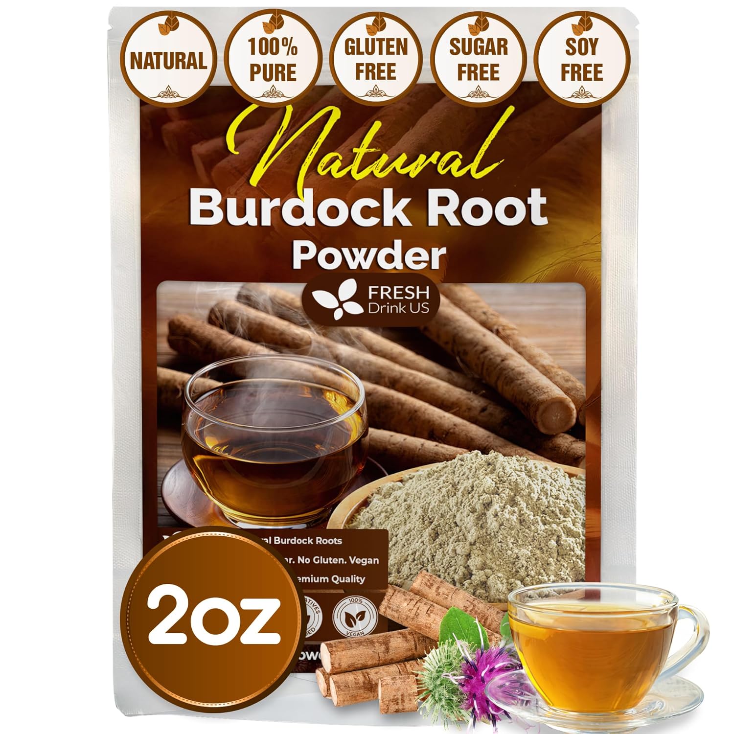 Amazon.com : FreshDrinkUS, Premium 2oz Burdock Root Powder, 100% ...