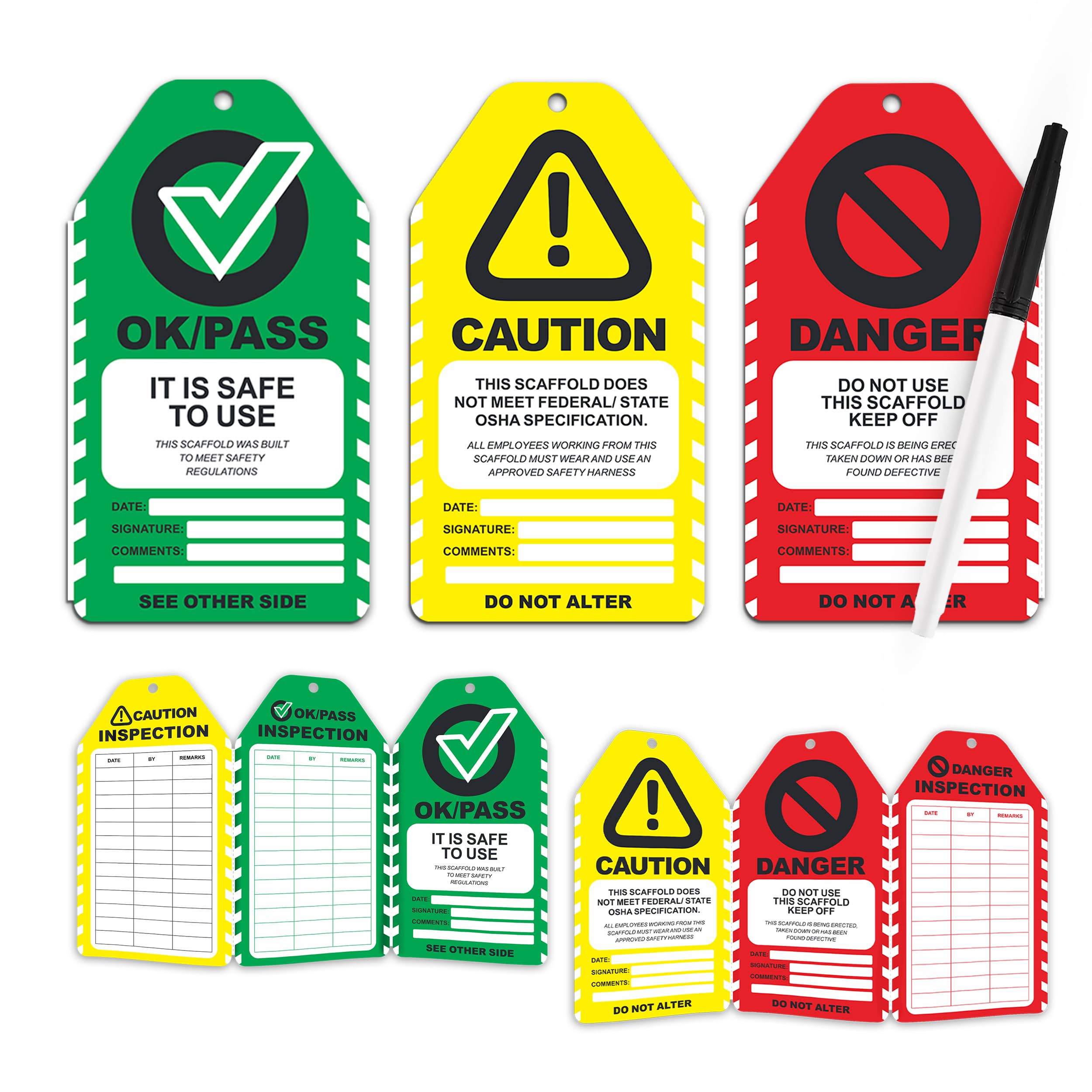 Buy Scaffold Inspection Tags 50 Pack, Tear-Proof Scaffolding Inspection ...