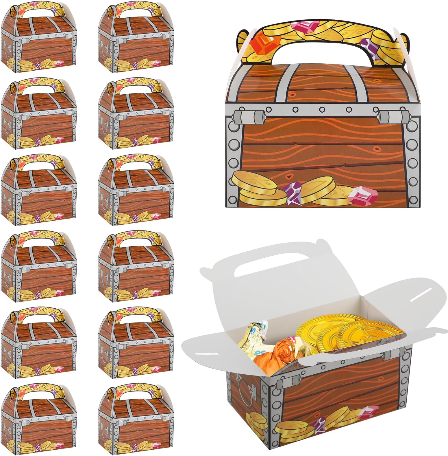 Amazon.com: Treasure Treat Chest Boxes Cardboard Pirate Treasure Treat ...