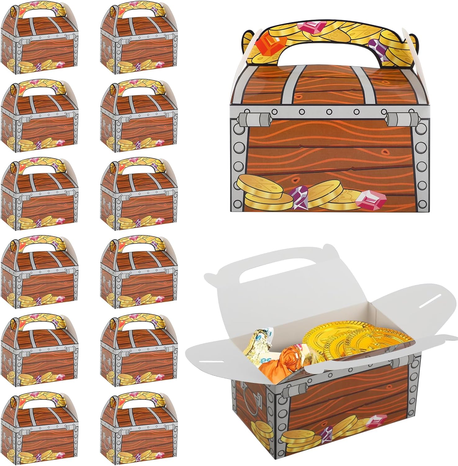 Amazon.com: Adorox 12 Treasure Chest Treat Boxes Pirate Birthday Party ...